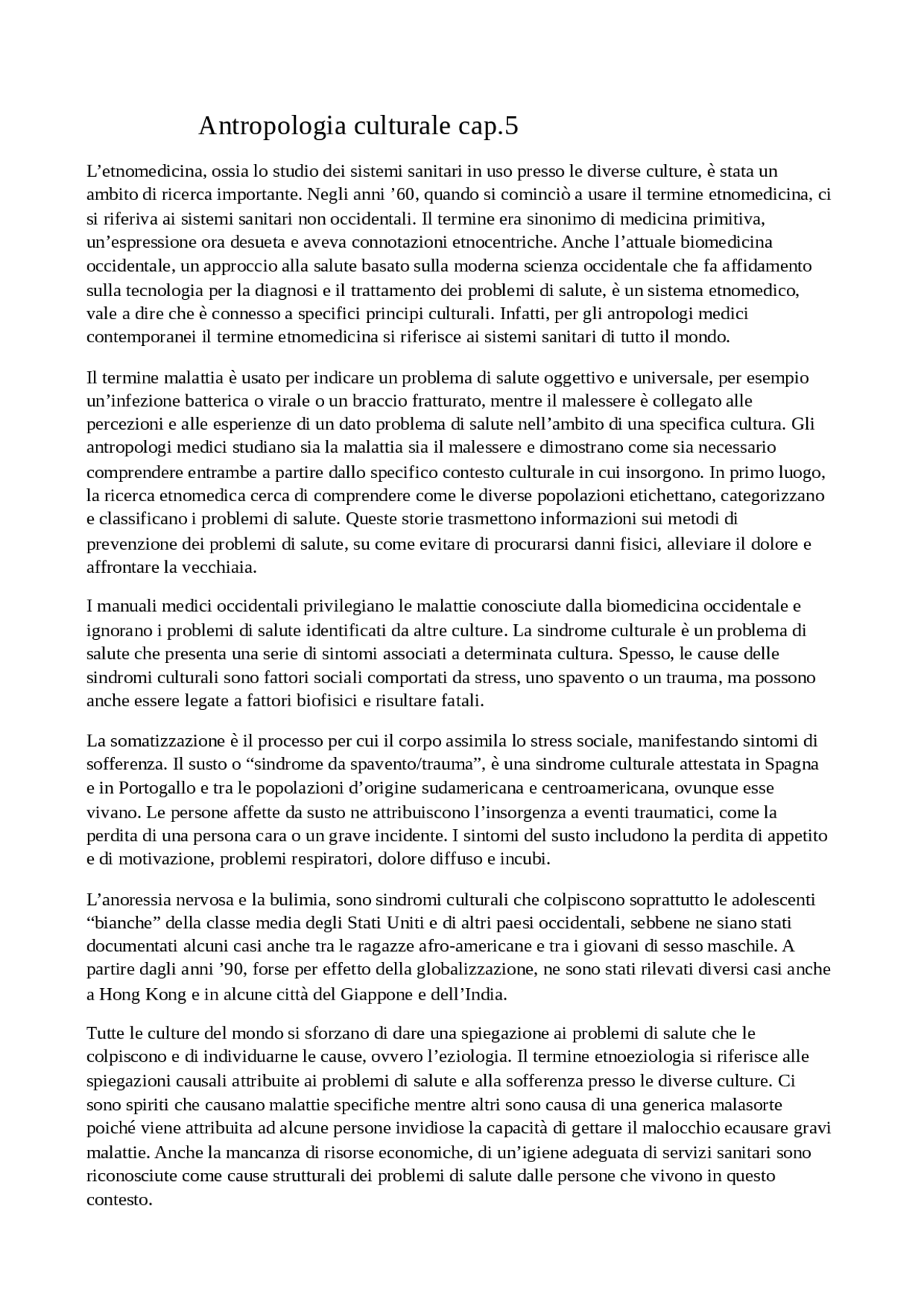 Antropologia culturale barbara miller - Docsity