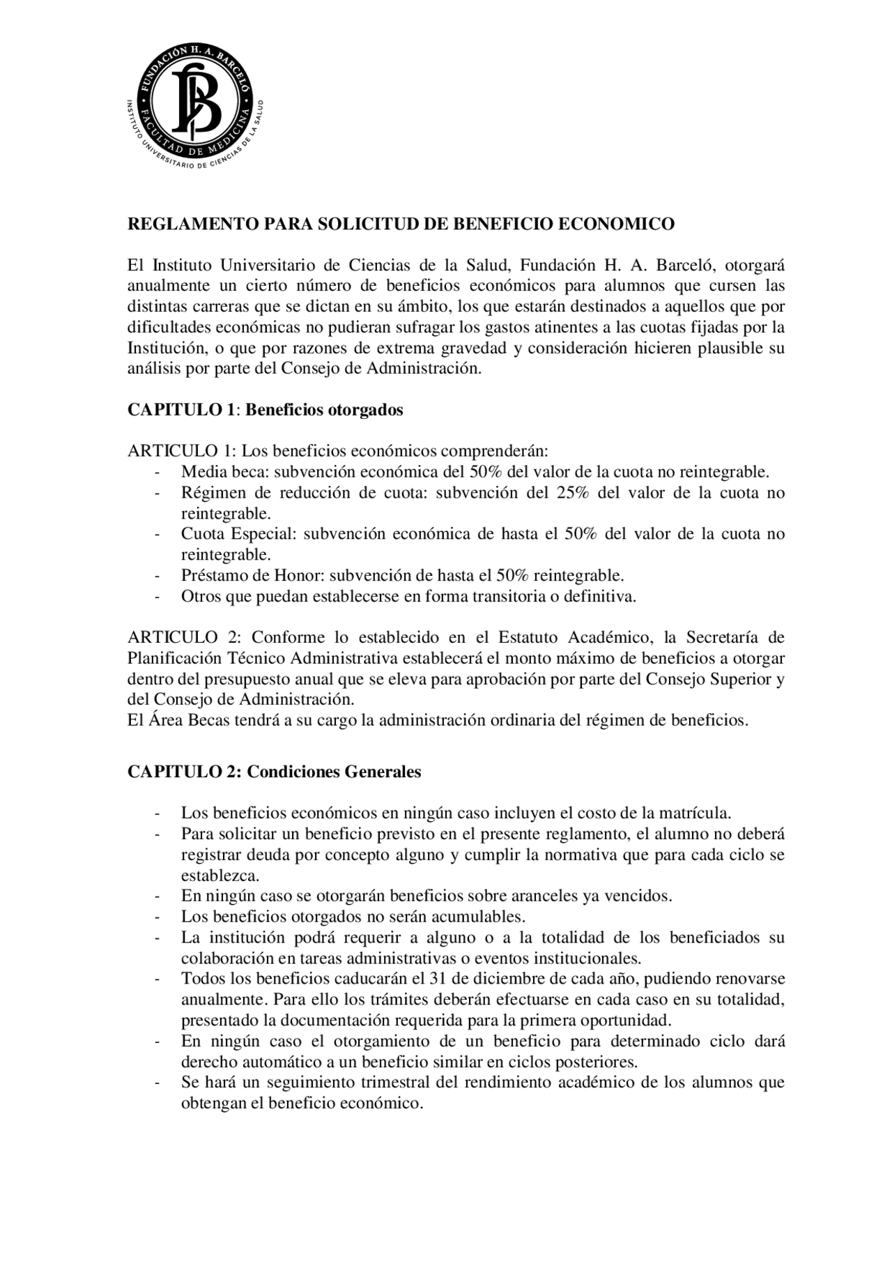 REGLAMENTO PARA SOLICITUD DE BENEFICIO ECONOM - Docsity