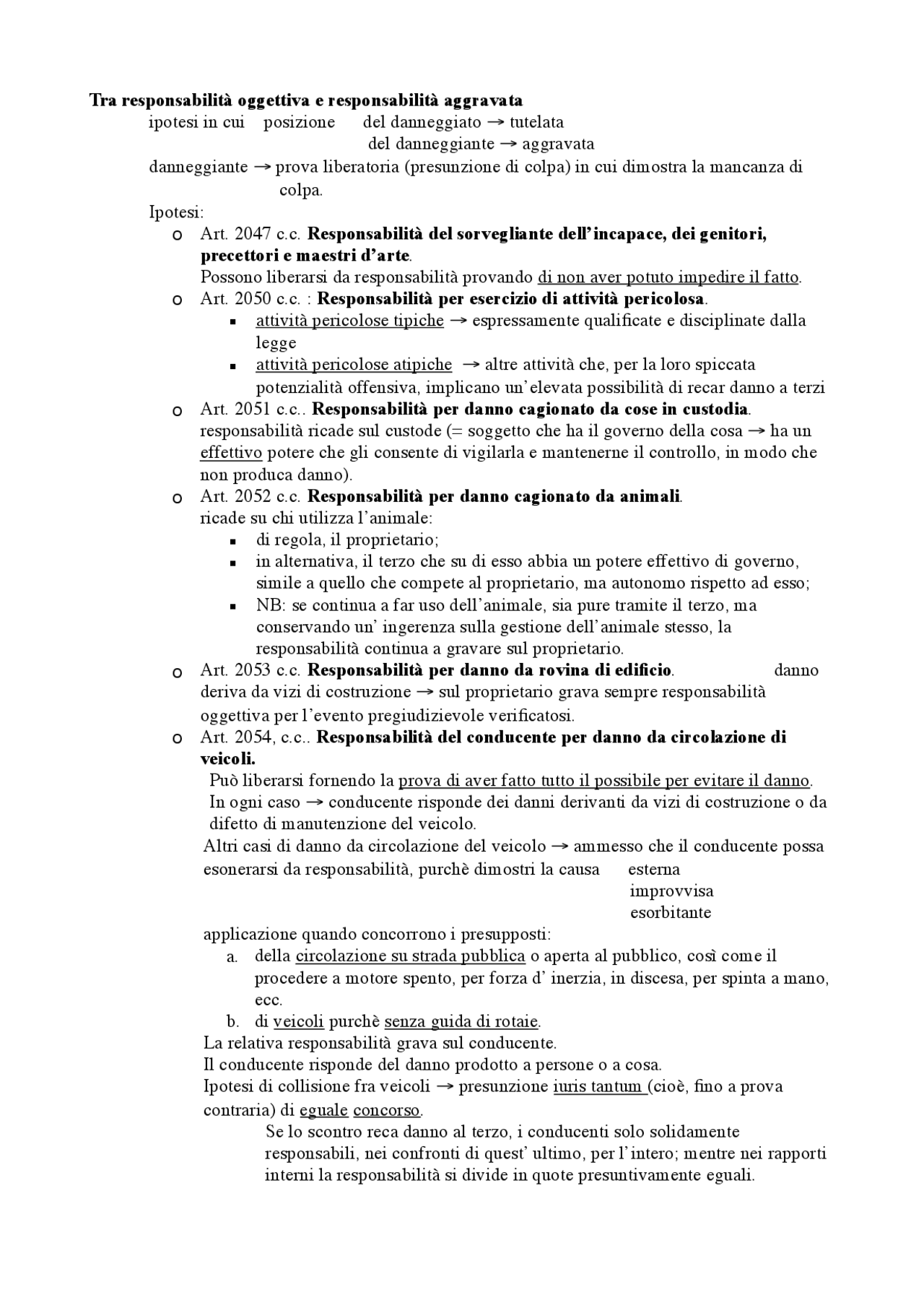 Responsabilità Extracontrattuale Diritto Privato Docsity
