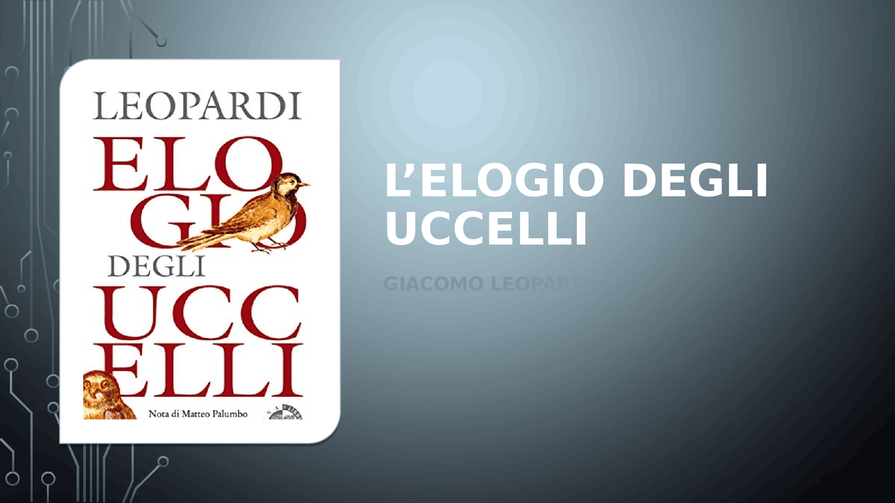 L'elogio degli uccelli Giacomo Leopardi - Docsity