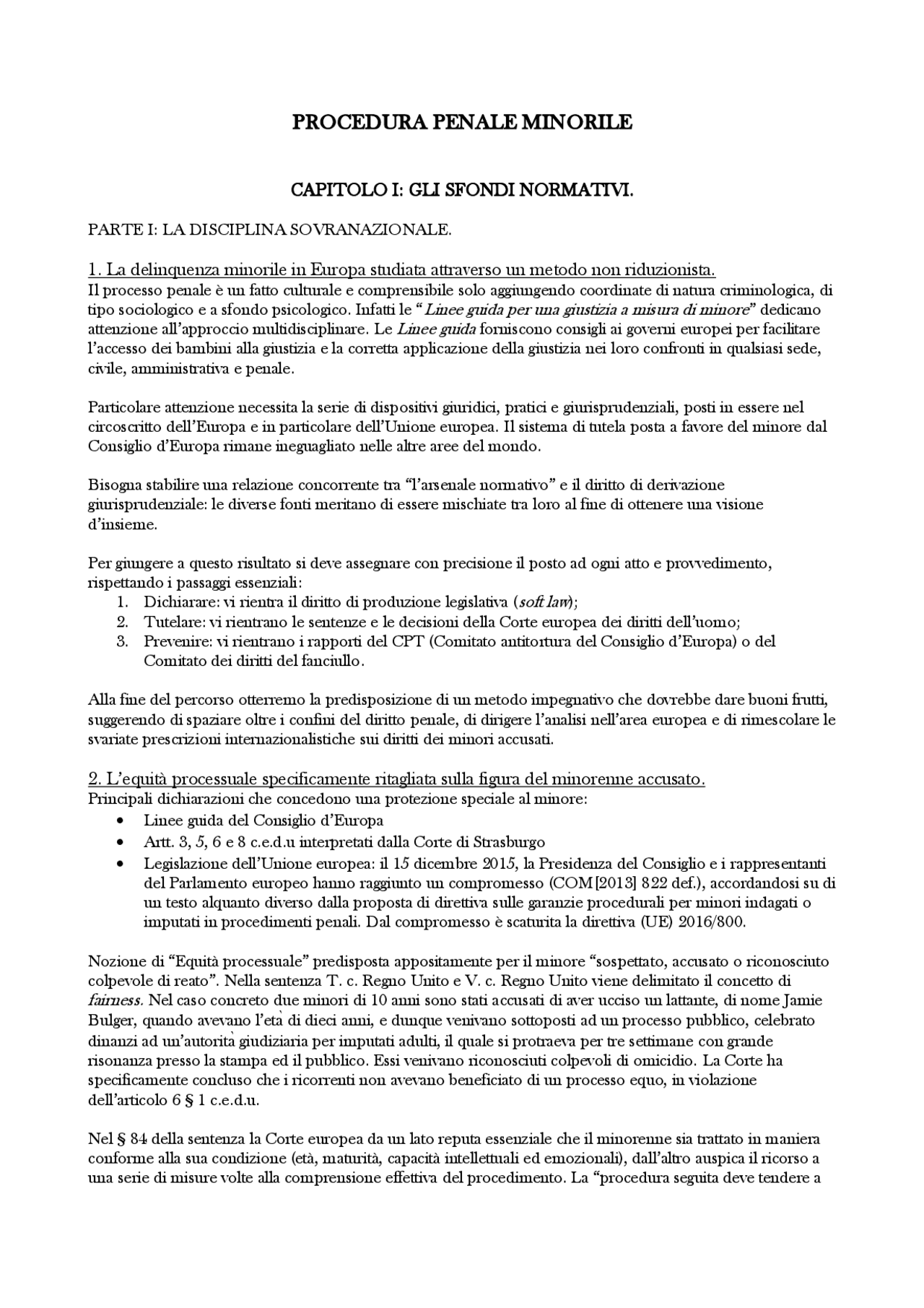 Riassunto Procedura Penale Minorile” Docsity