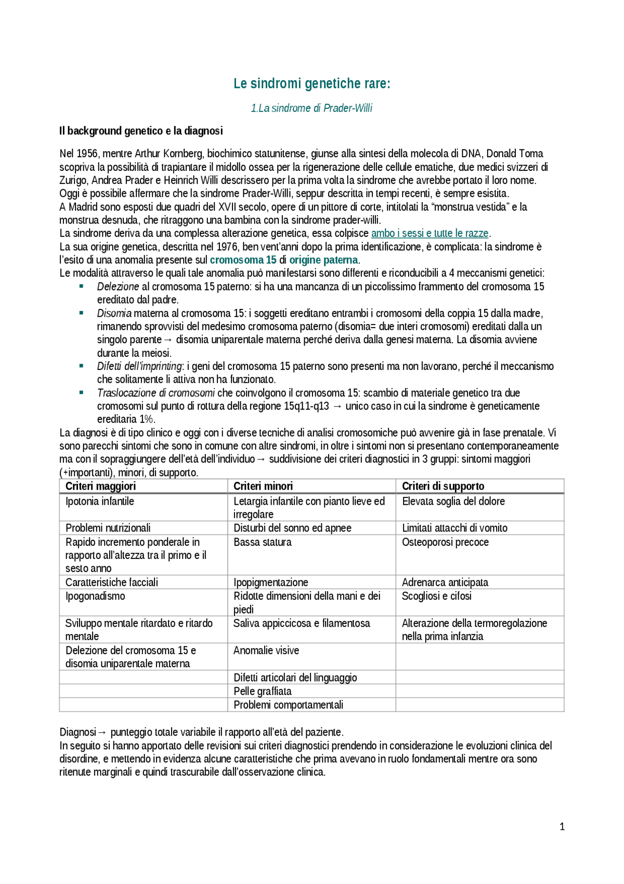 Le Sindromi Genetiche Rare Docsity