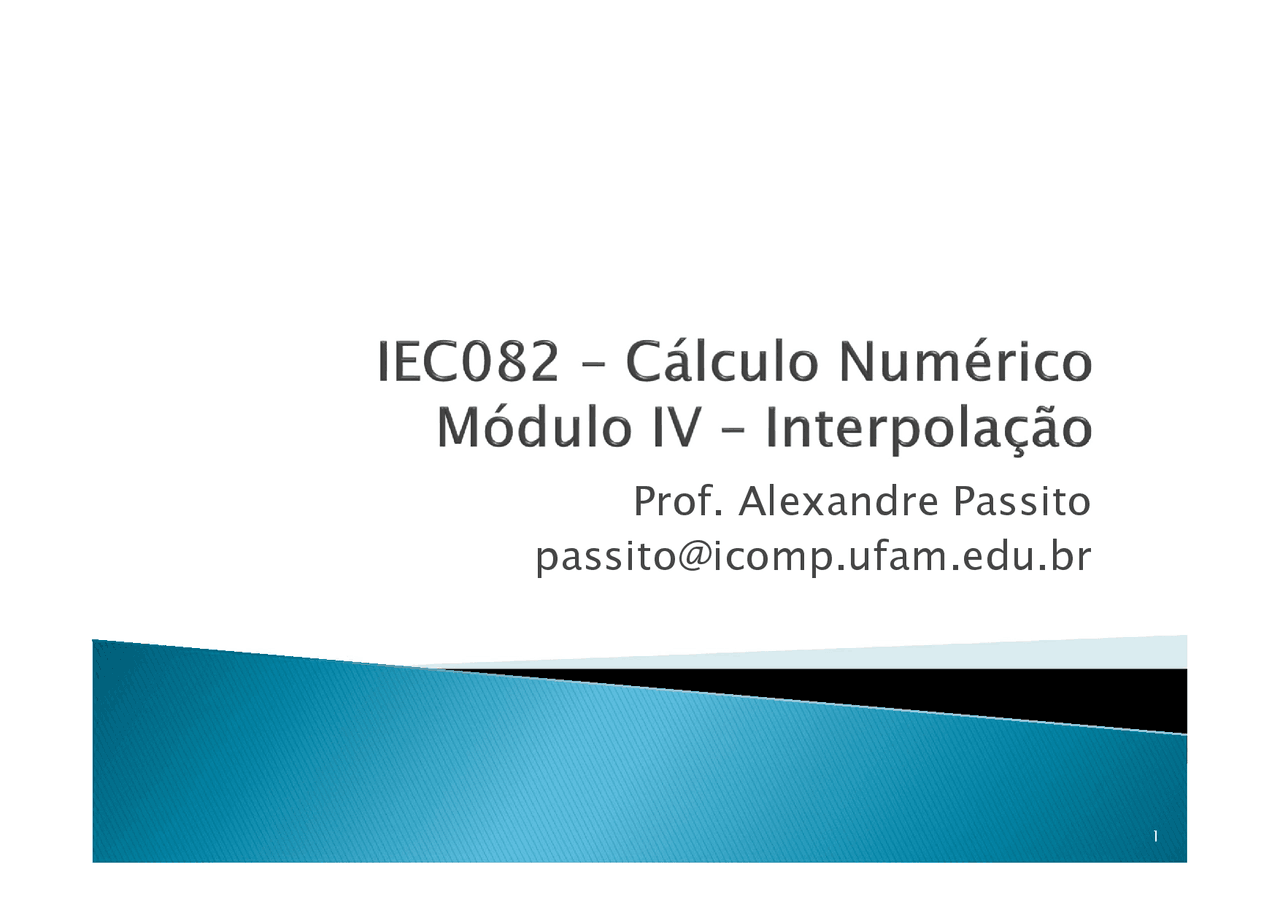 Cálculo Numérico Interpolação Docsity