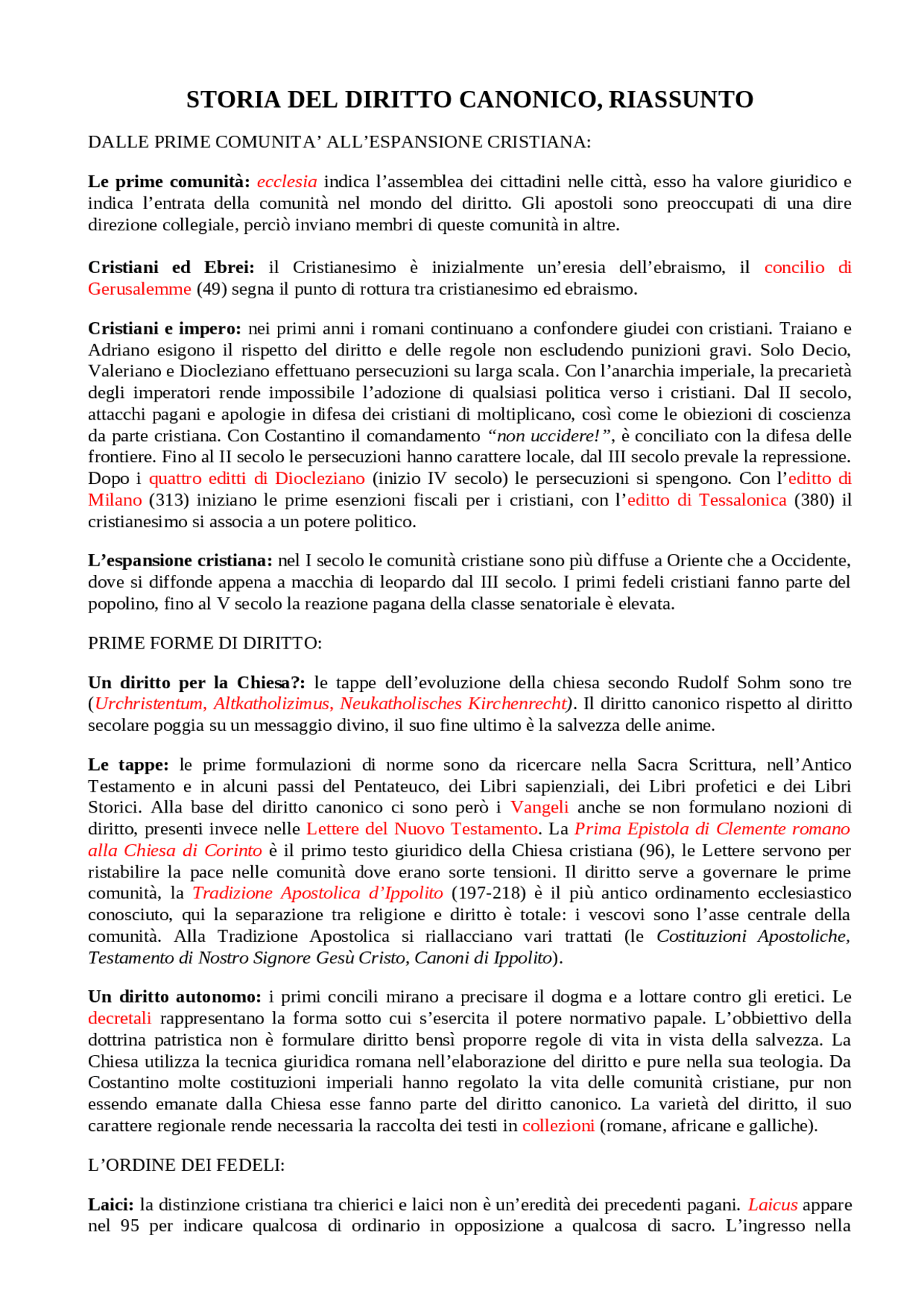 Riassunto Storia Del Diritto Canonico Docsity