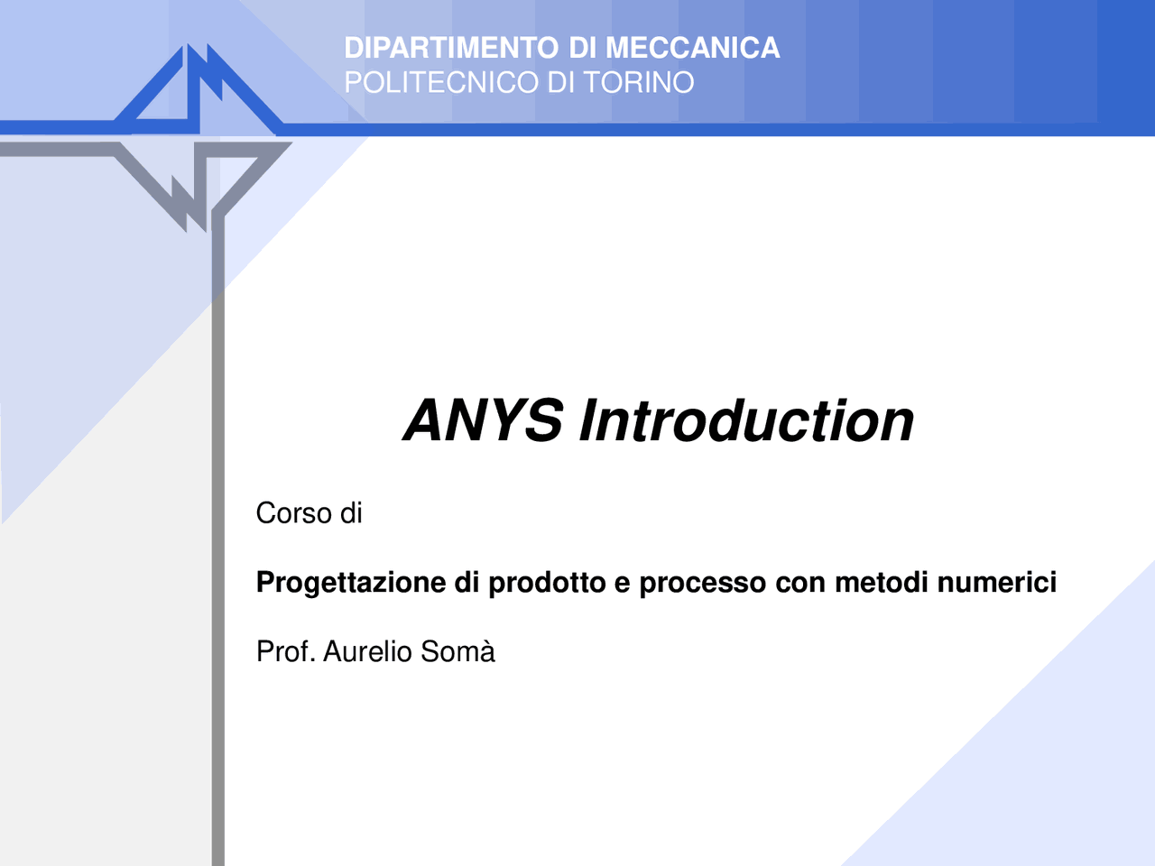 Comandi base di Ansys | Dispense di Meccanica | Docsity