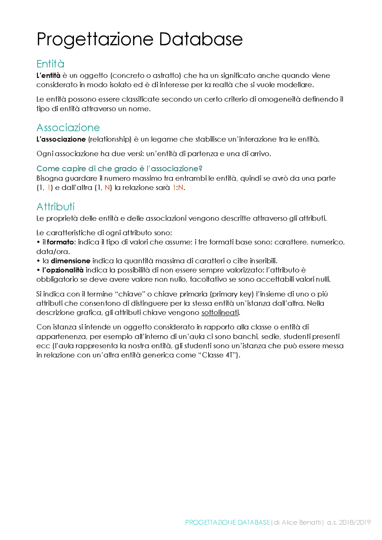 Progettazione Database | Dispense di Informatica | Docsity