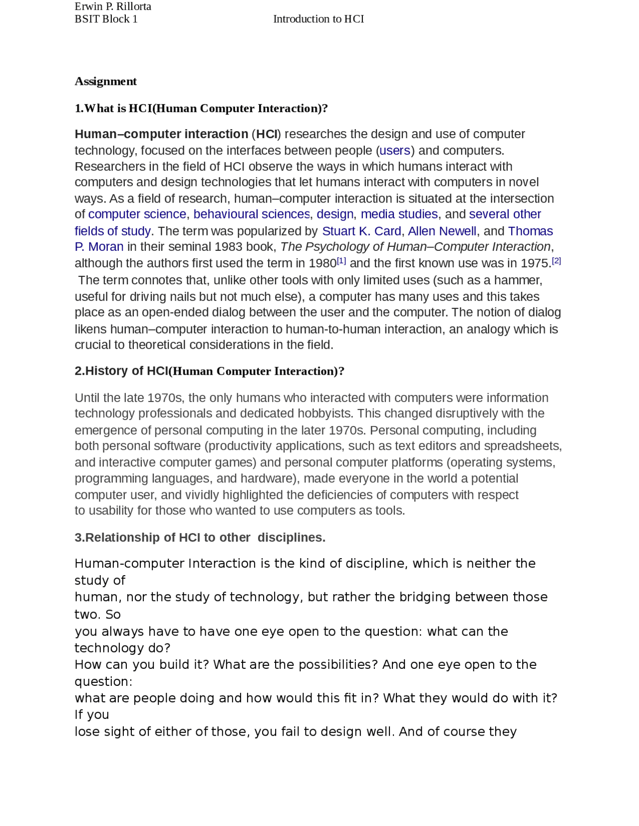 Human Computer Interaction Docsity