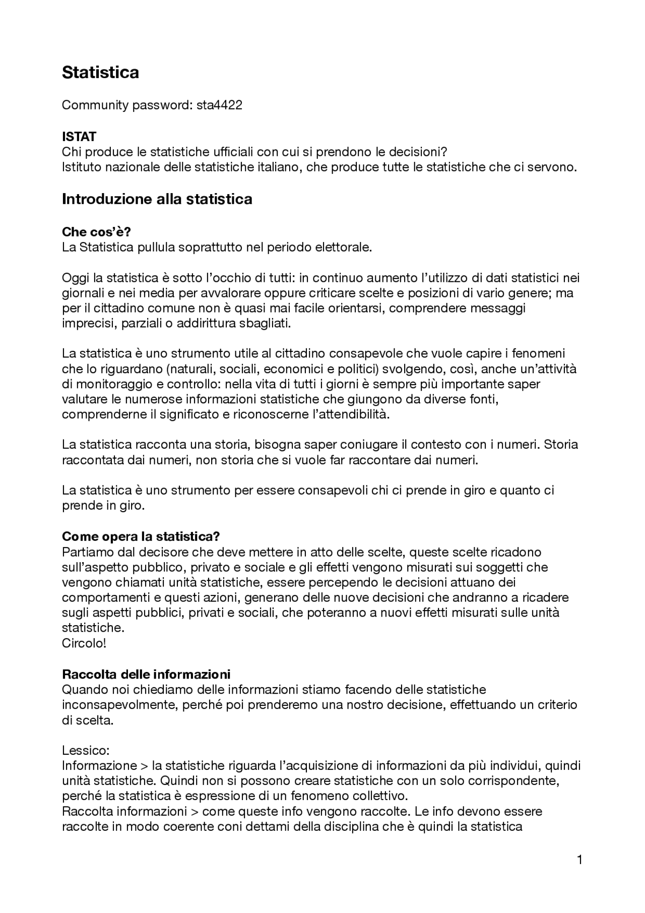Statistica Appunti Lezioni Docsity