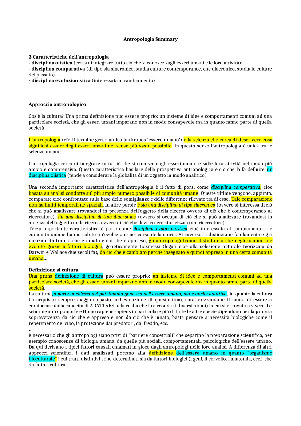 Riassunto Antropologia 24cfu Docsity