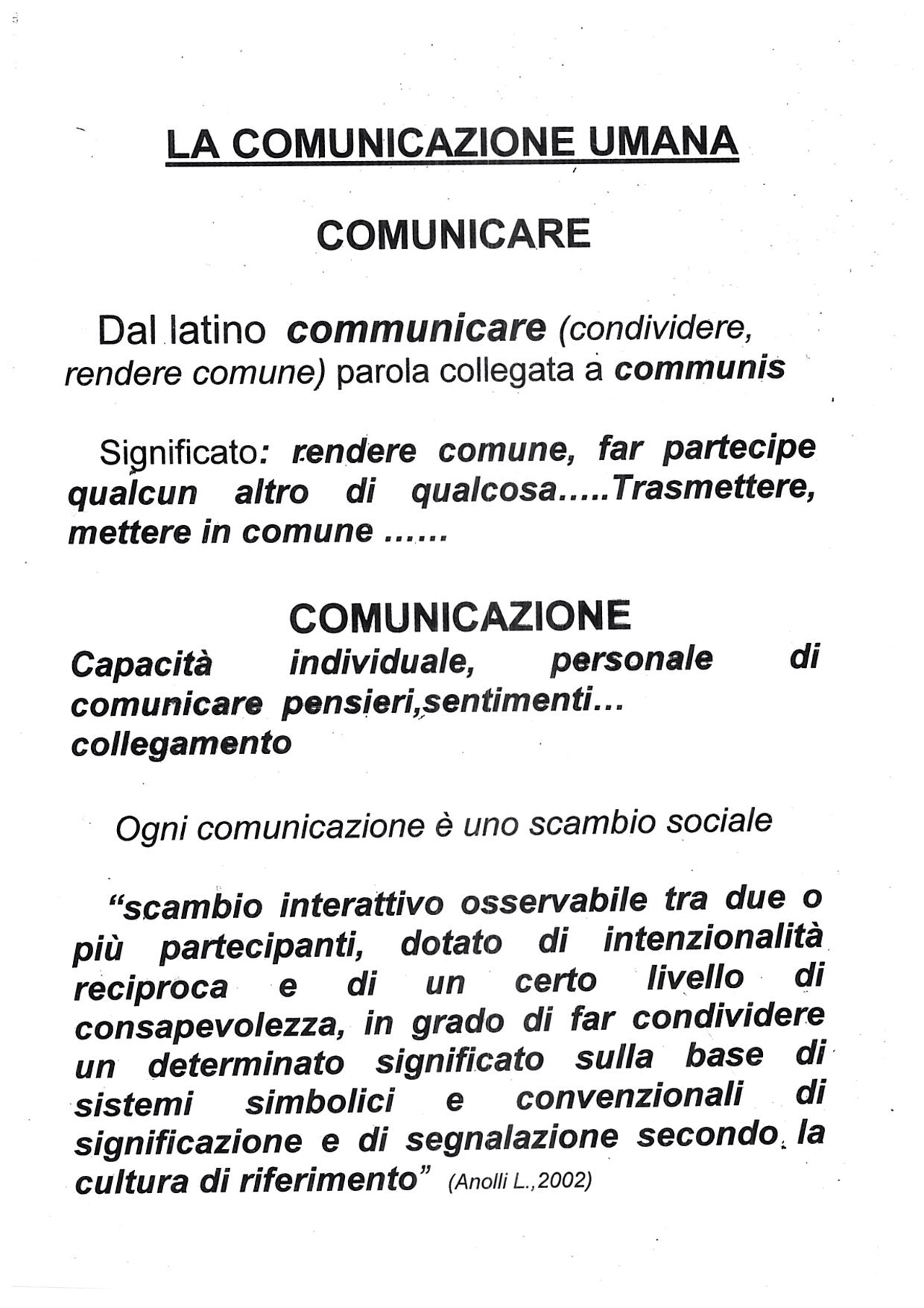 La Comunicazione Umana Docsity