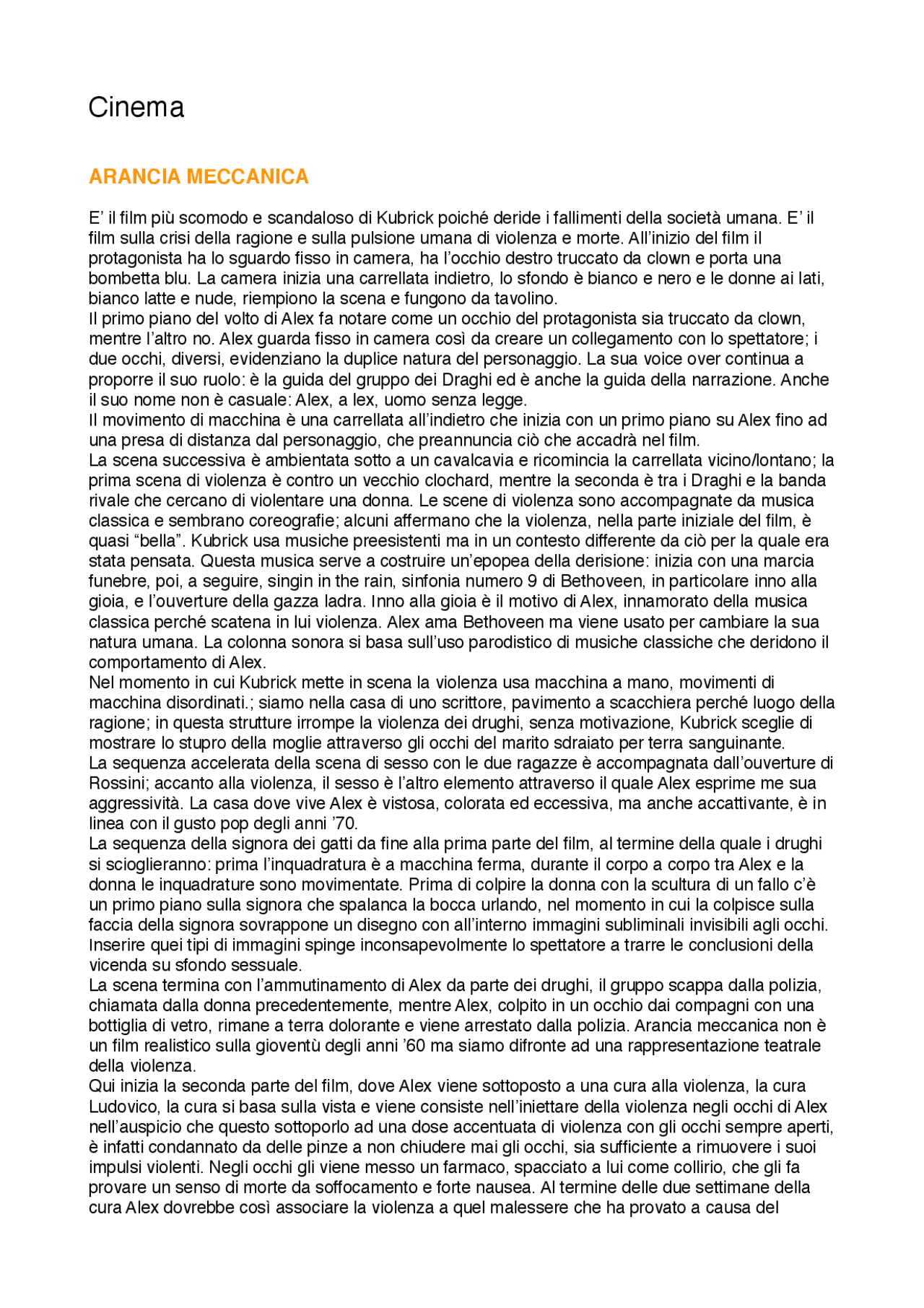 Appunti Esame Cinema Canova Iulm Docsity