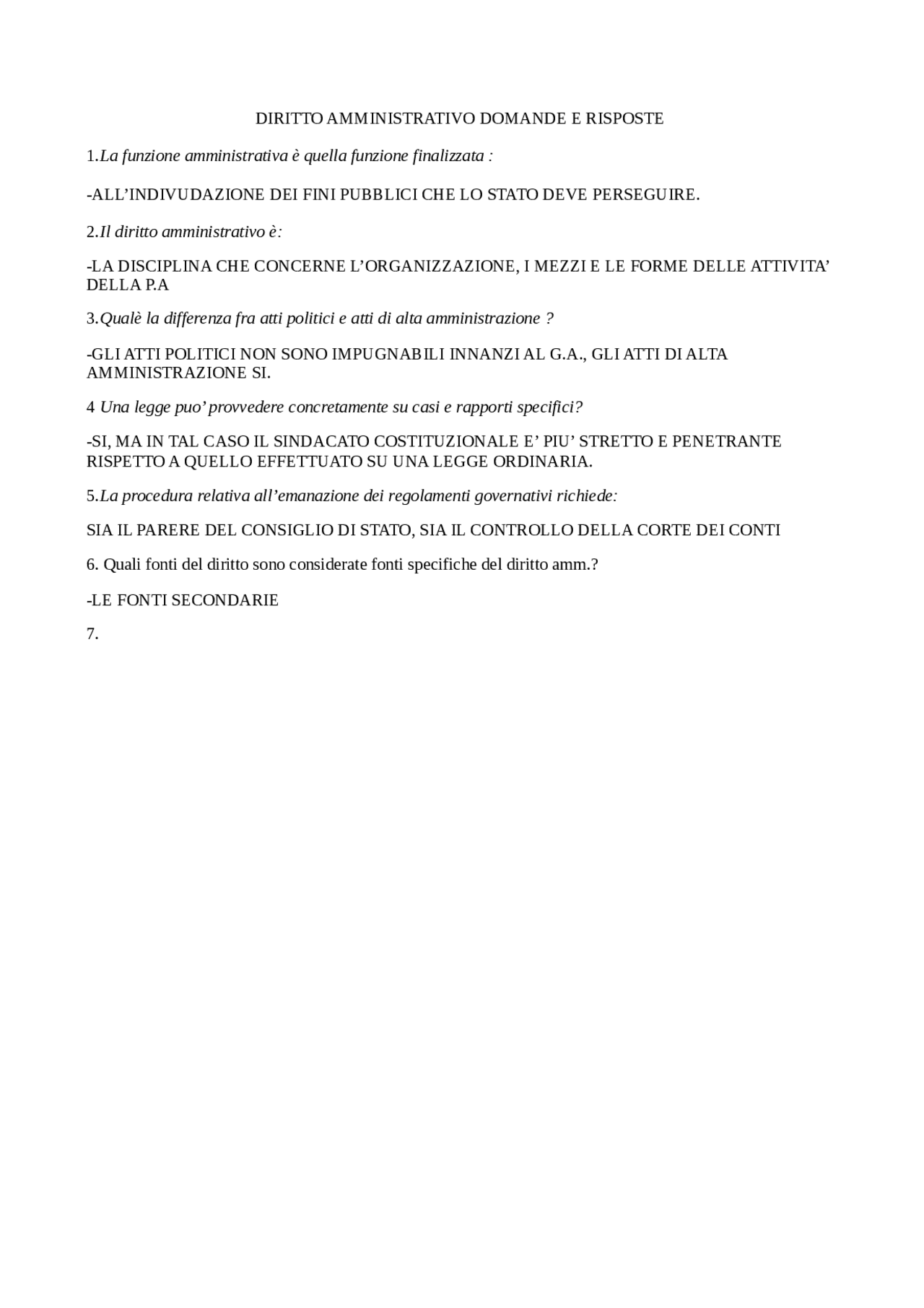 Diritto Amministrativo Domande E Risposte Docsity