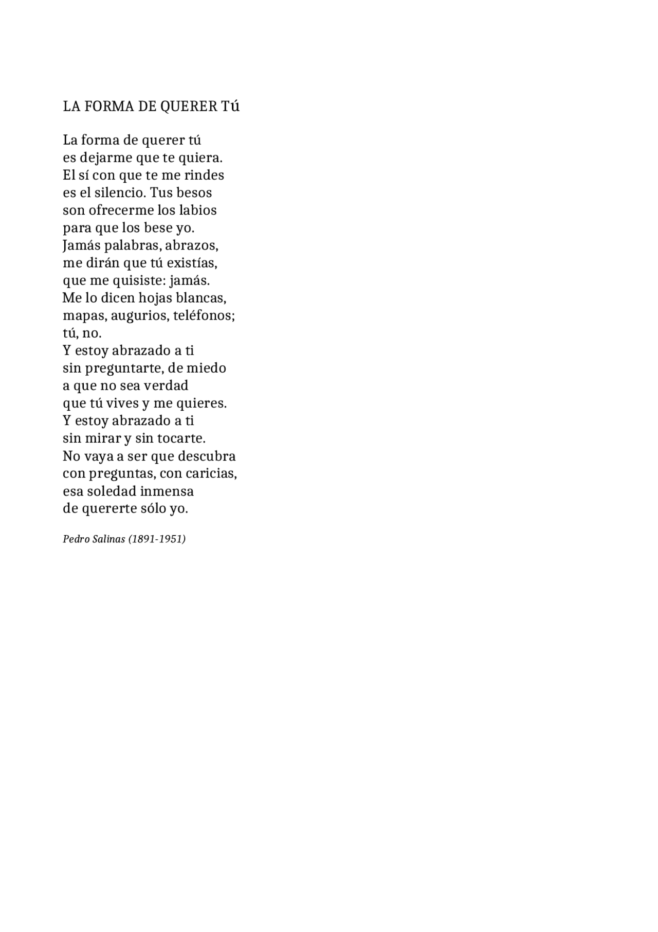 La forma de querer tu - Docsity