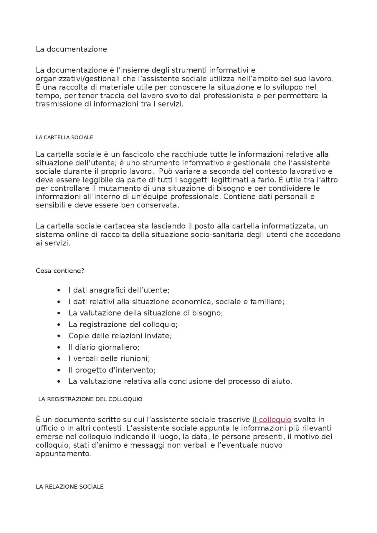 La Documentazione Dellassistente Sociale Docsity