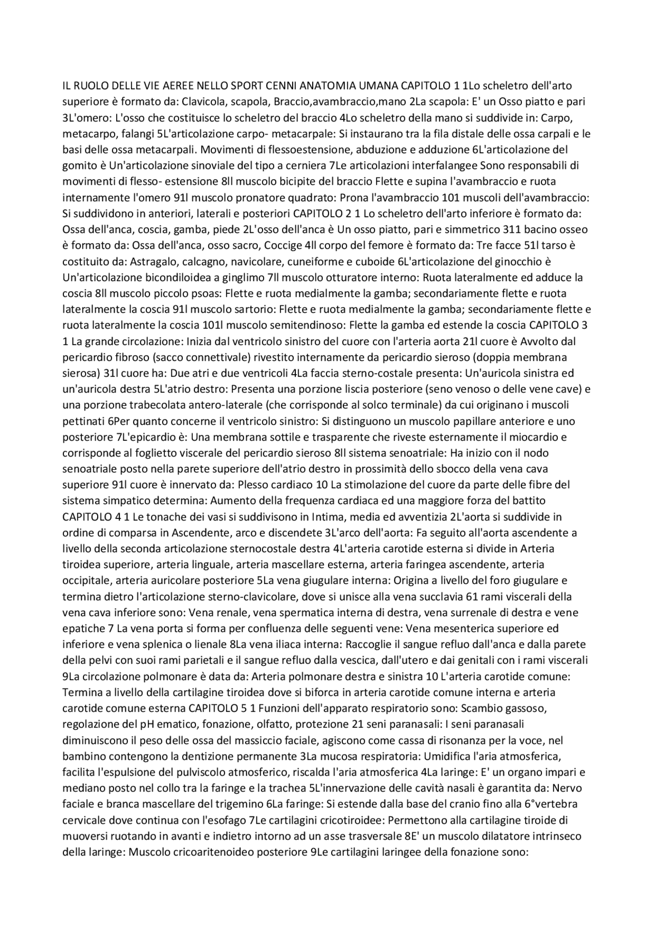 Il Ruolo Delle Vie Aeree Nello Sport Esercizi Di Sport Docsity