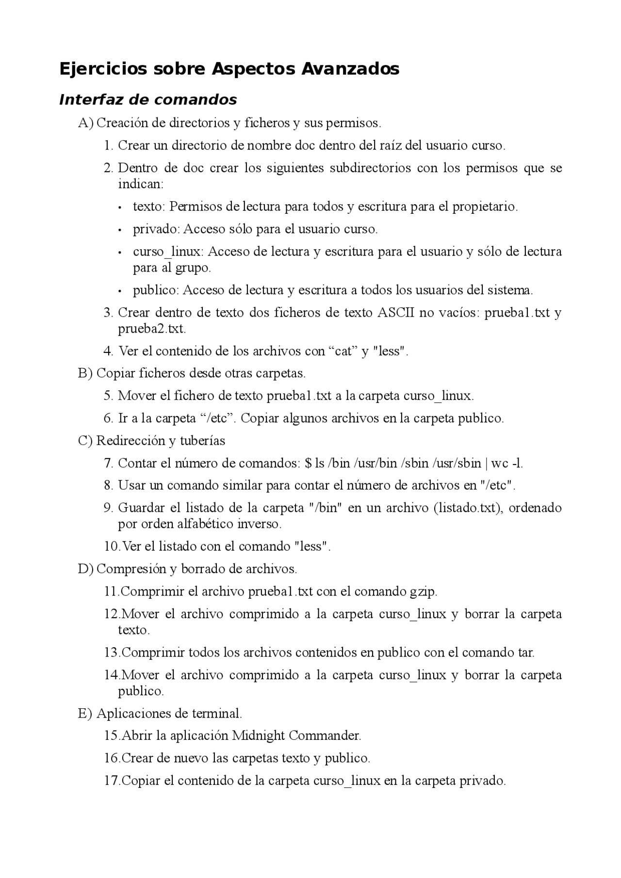 Ejercicios Resueltos De Linux Ejercicios De Análisis De Redes Docsity