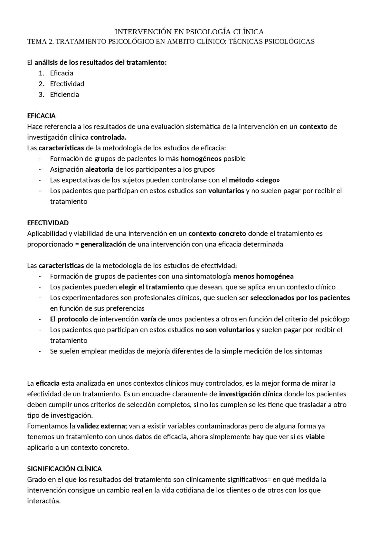 Tema 2 Intervención Clinica Docsity