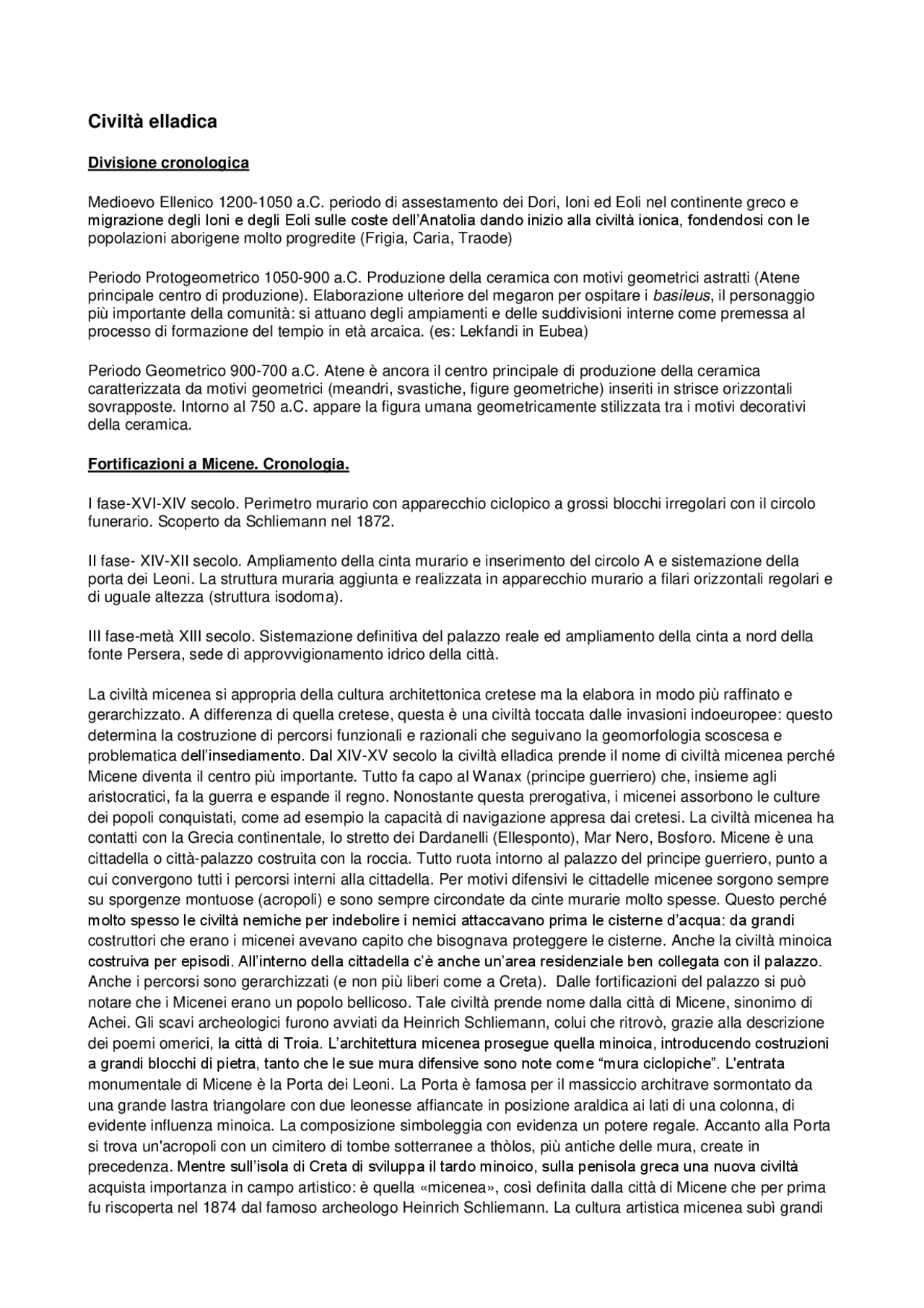 Storia della civiltà elladica e greca - Docsity