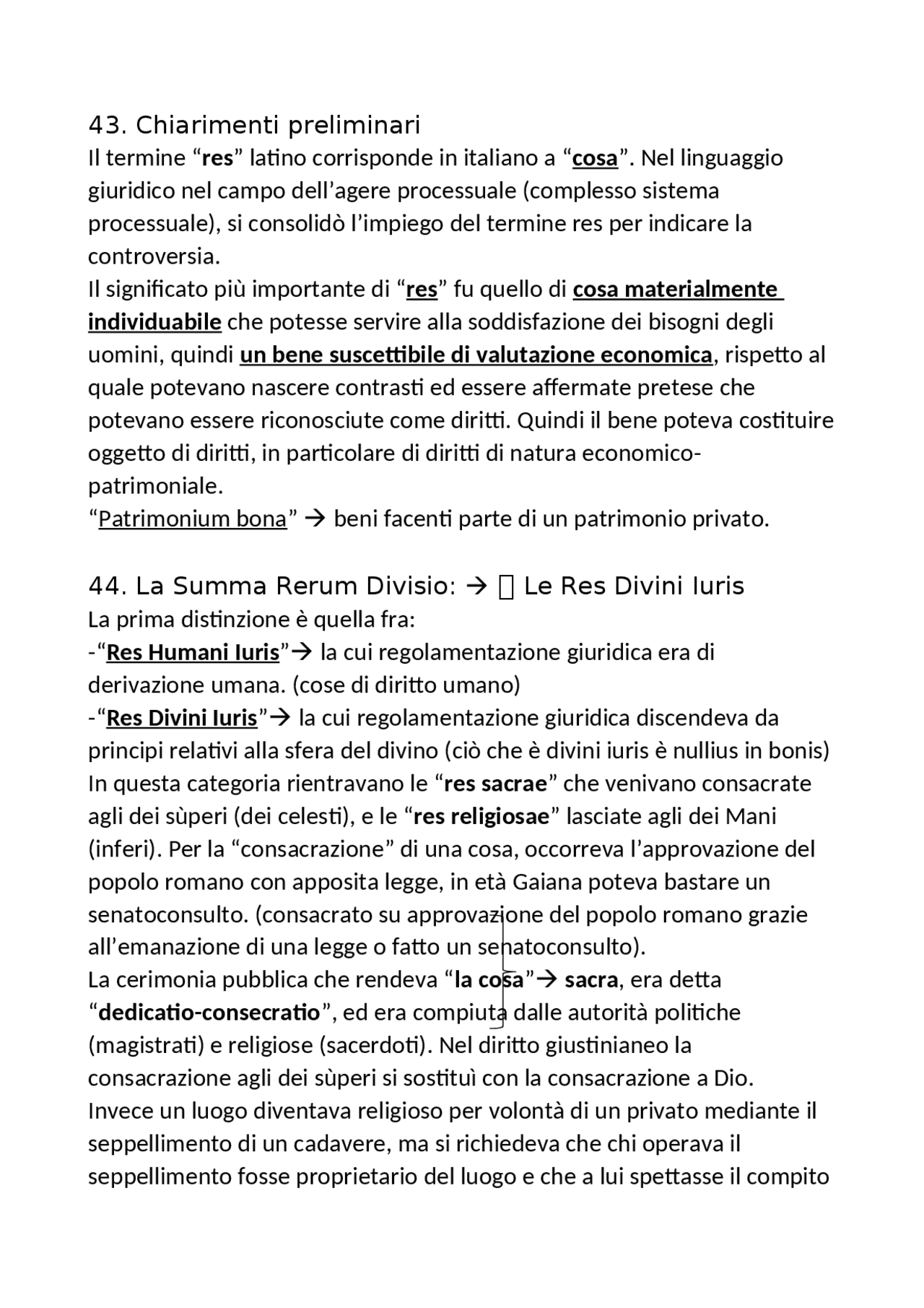Chiarimenti preliminari delle "res" come beni oggetti di diritti ...