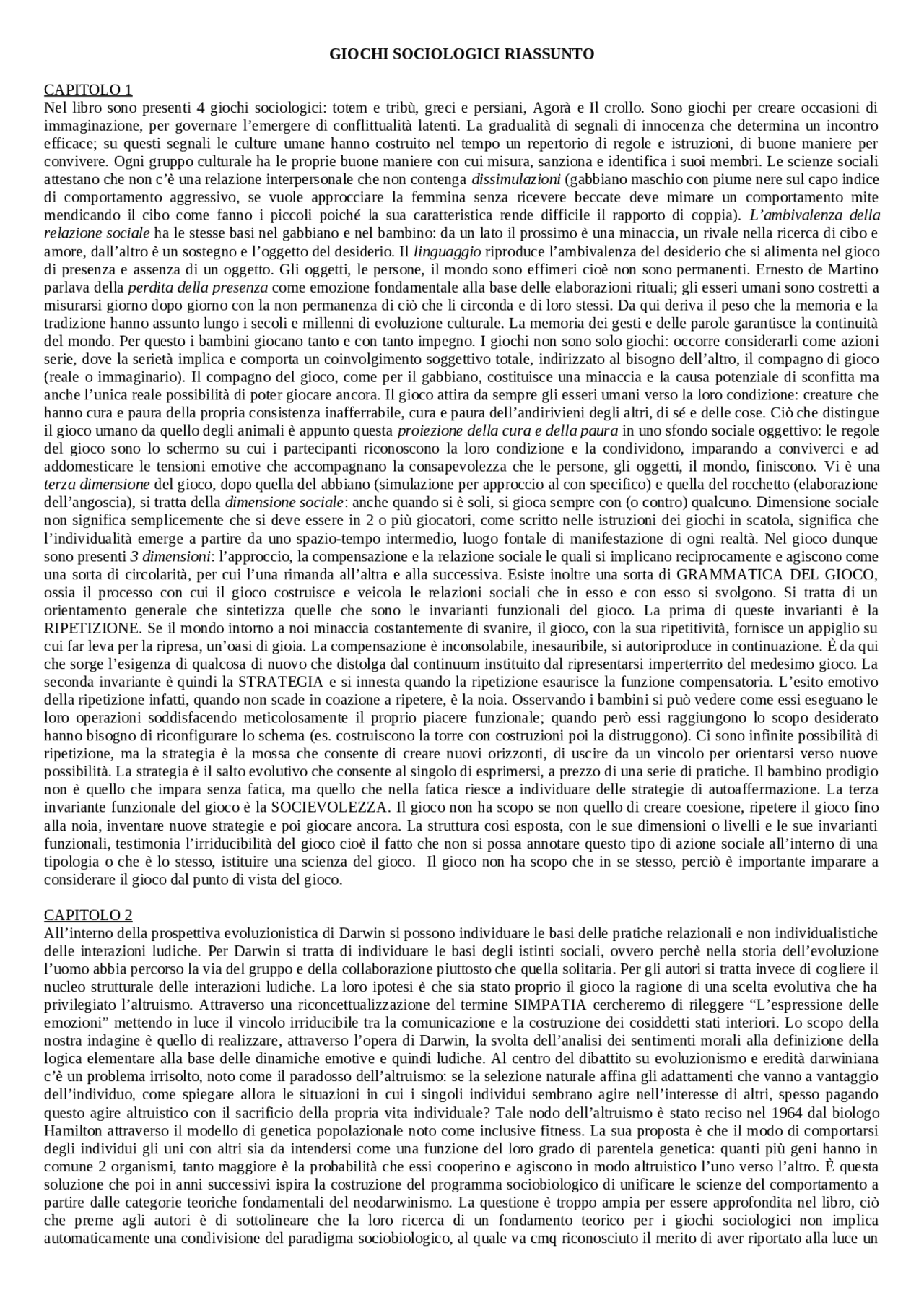 Riassunto Giochi Sociologici Tomelleri Docsity