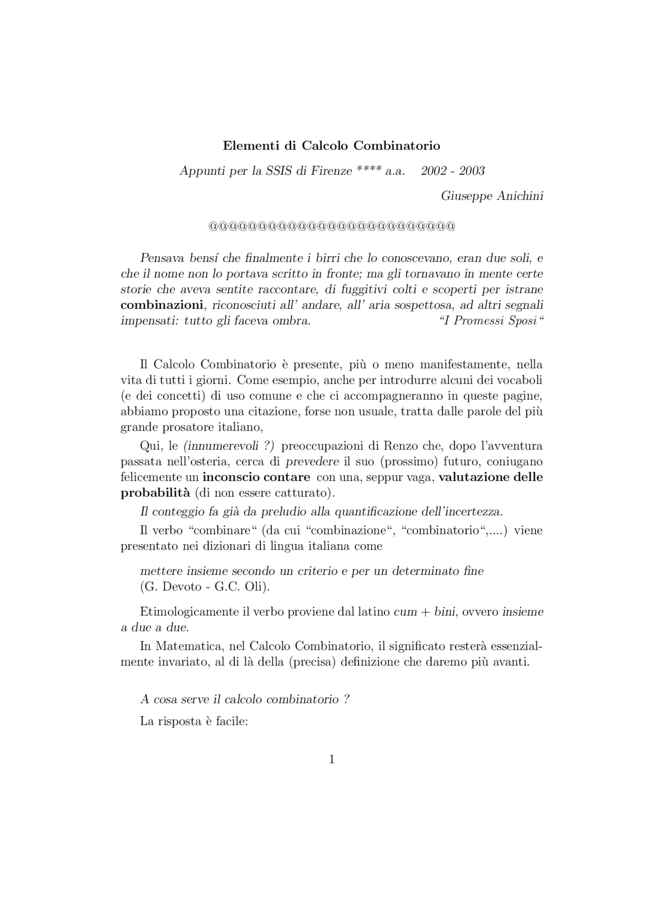 Calcolo Combinatorio Dispense Di Matematica Generale Docsity