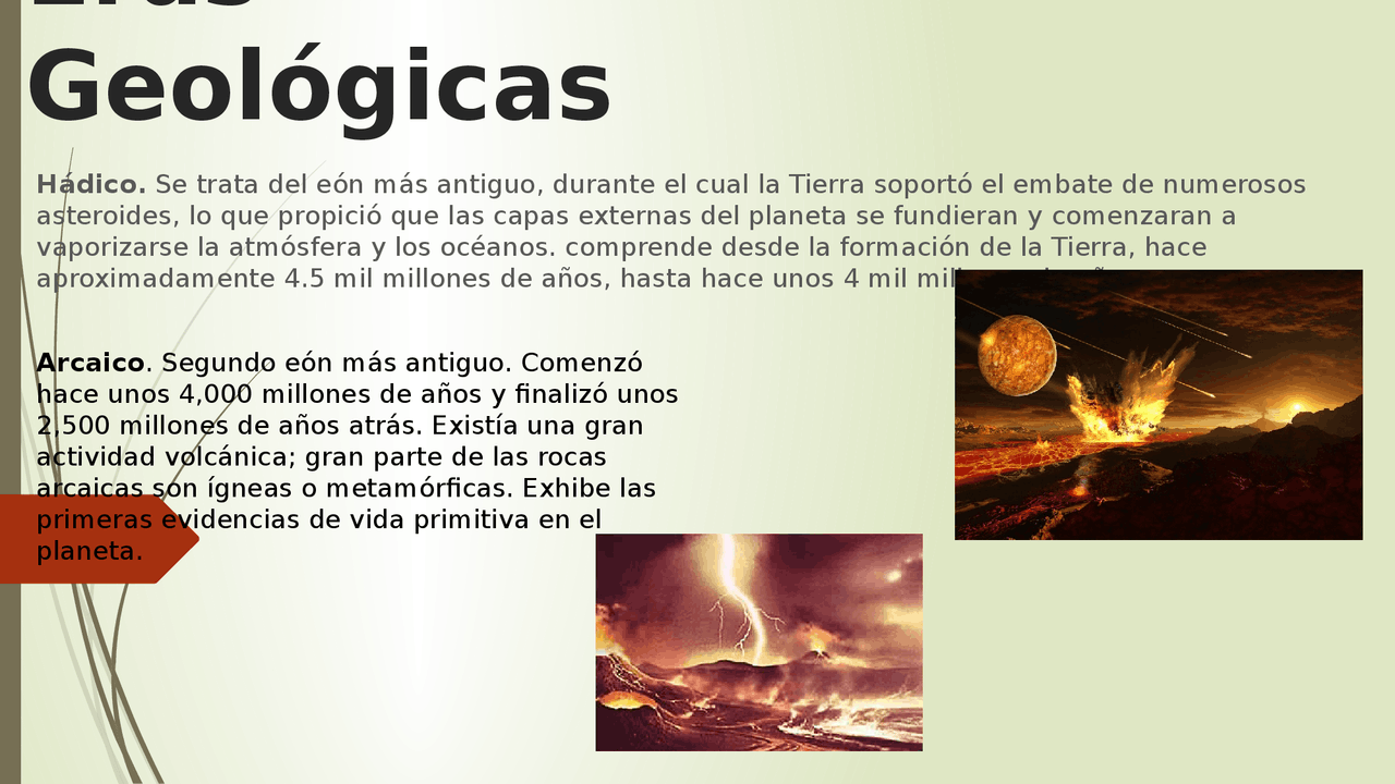 Eras Geológicas que se dieron a lo largo de la historia de Nuestro ...