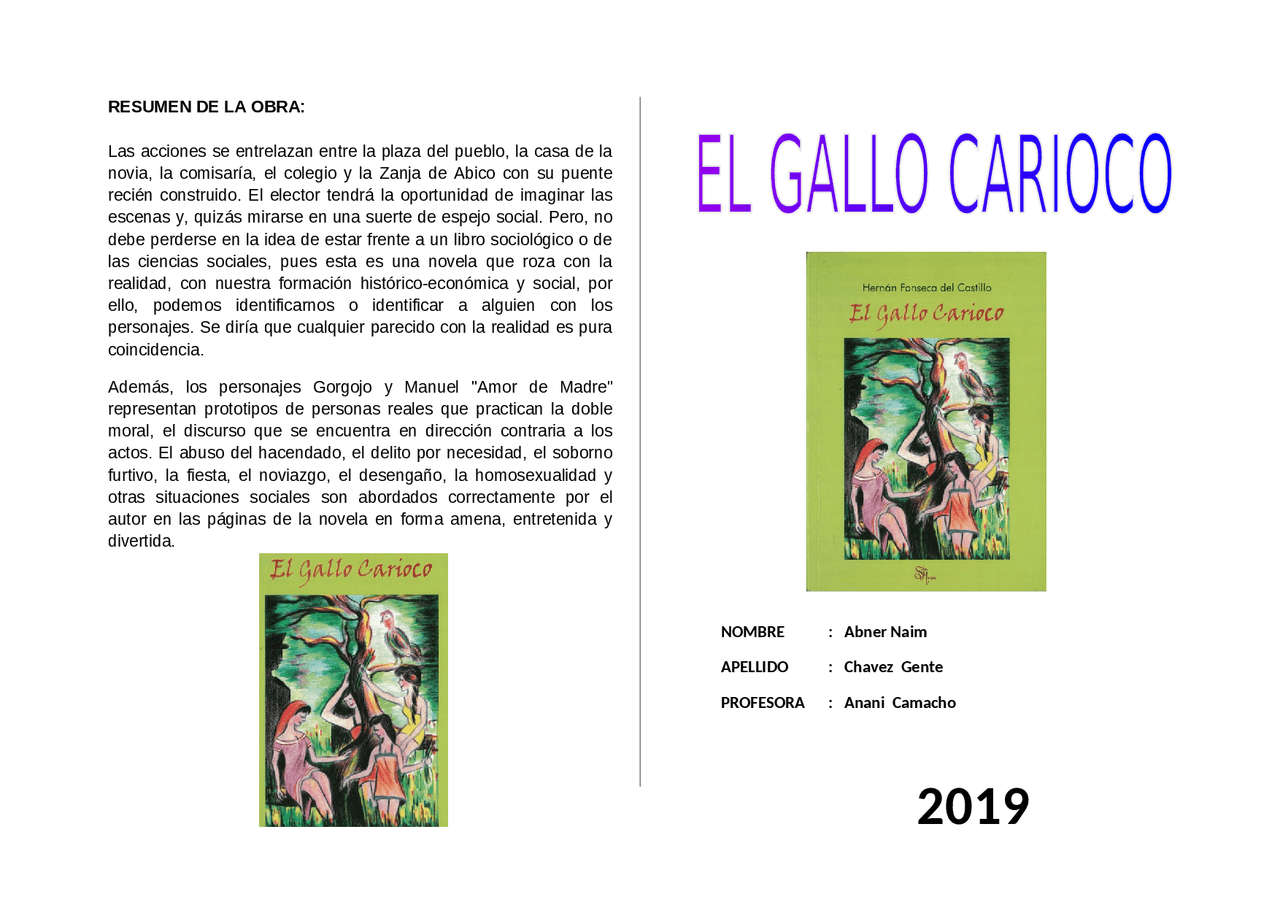 Obra literaria gallo carioco - Docsity