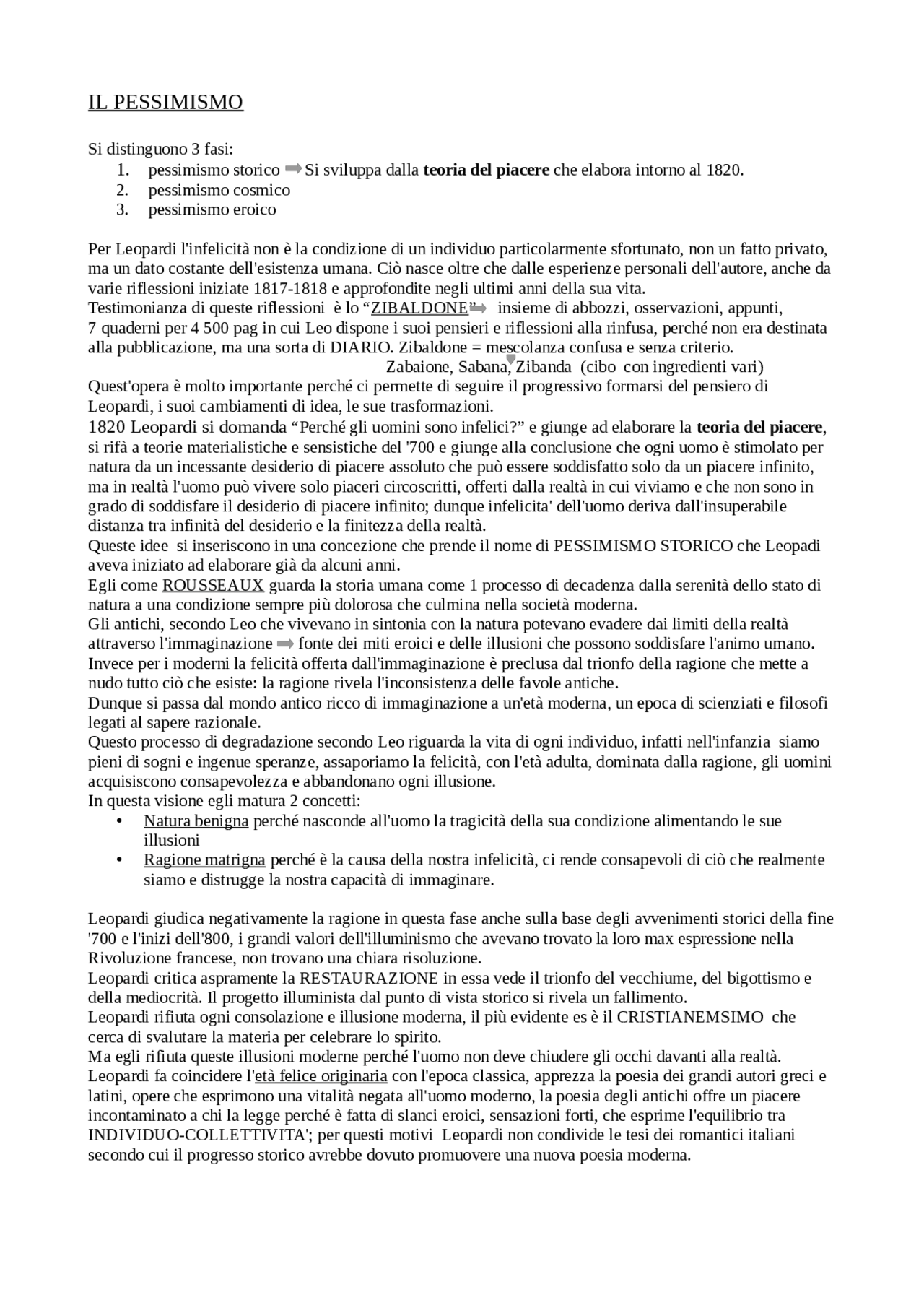 Appunti Giacomo Leopardi Docsity