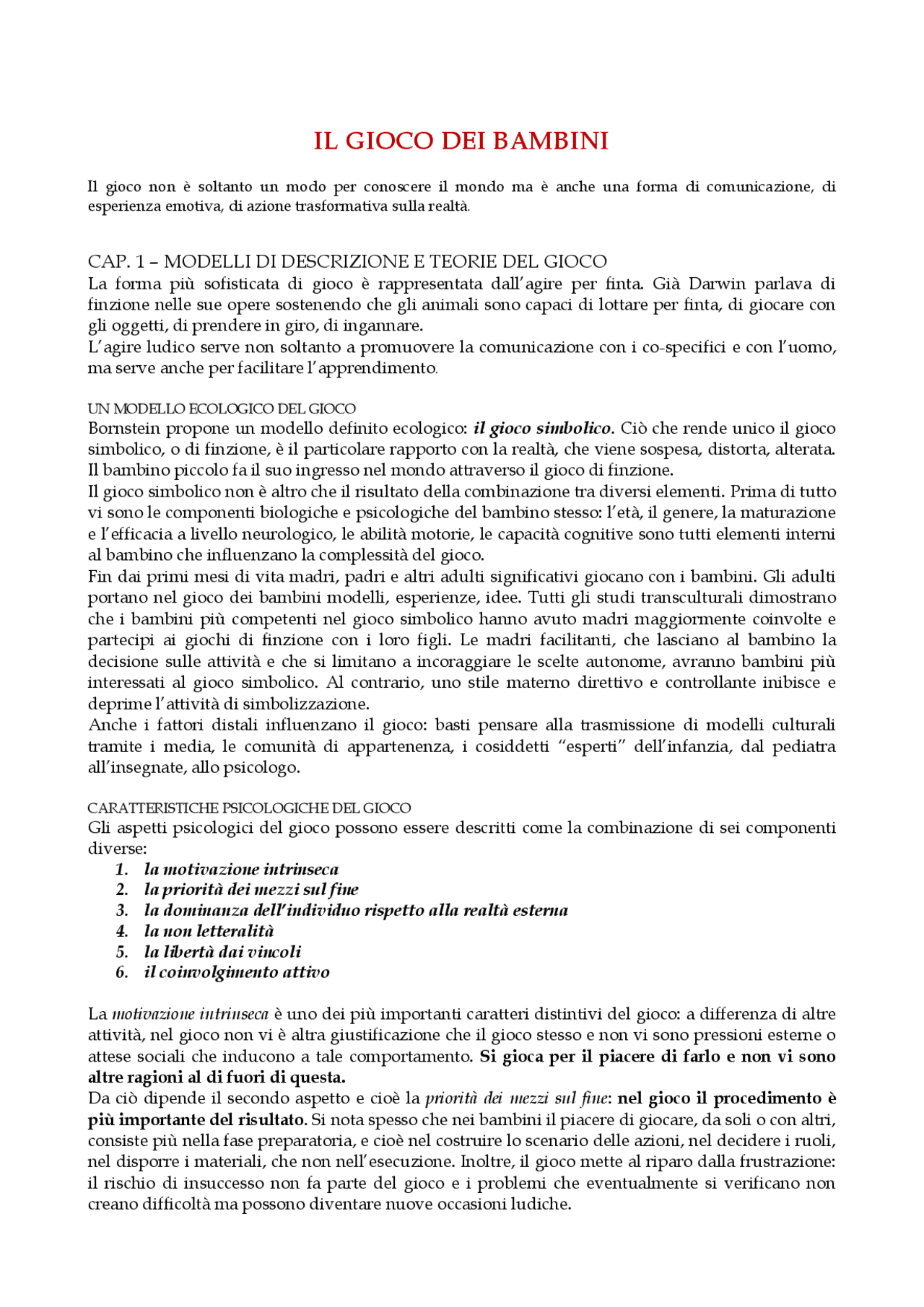 Il Gioco Dei Bambini Docsity