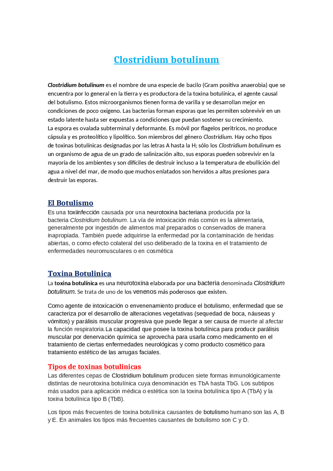 Clostridium Botulinum Apuntes De Microbiología Docsity