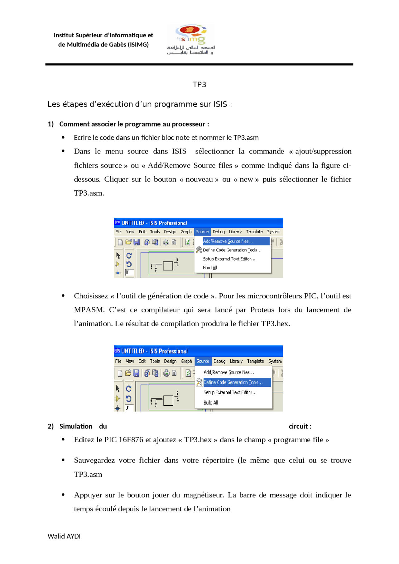 Comment Exécuter Sur Le Logiciel Isis Docsity