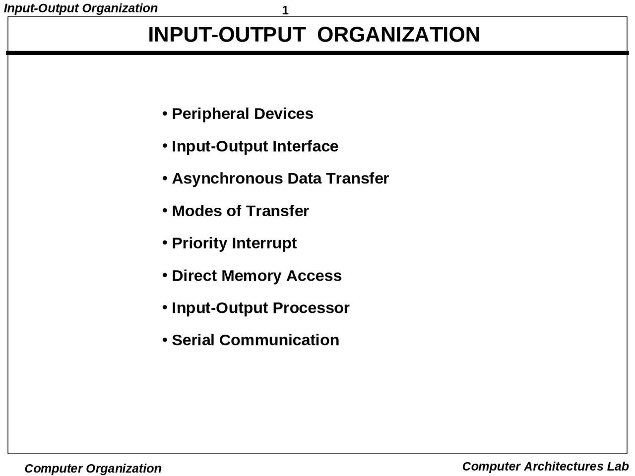 Input Output Organization Docsity