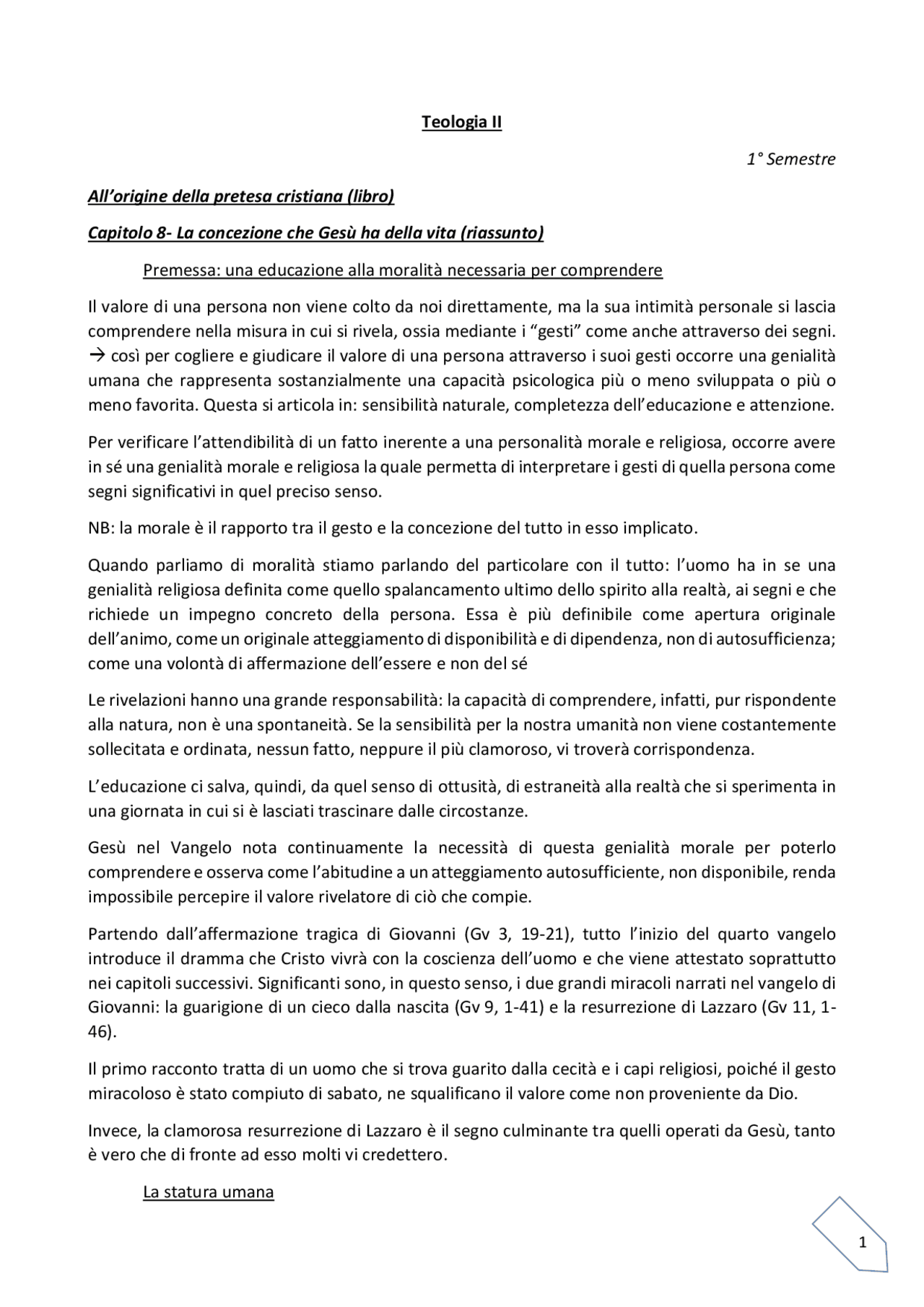 Teologia Ii Prof Carron Docsity