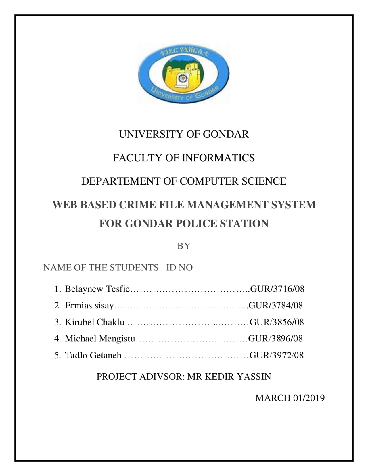 project titles with sample of worked | Thesis Computer Science | Docsity