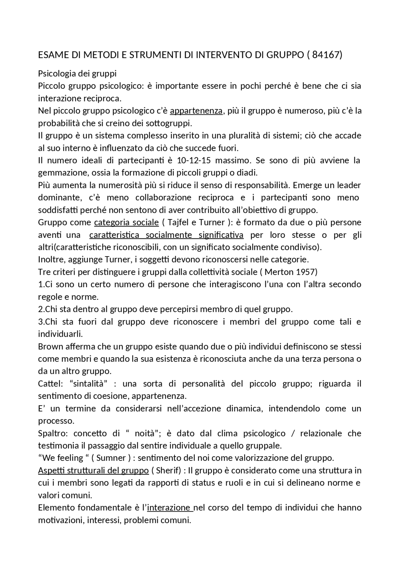 Riassunto Dettagliato Esame Di Metodi E Tecniche Di Intervento Di