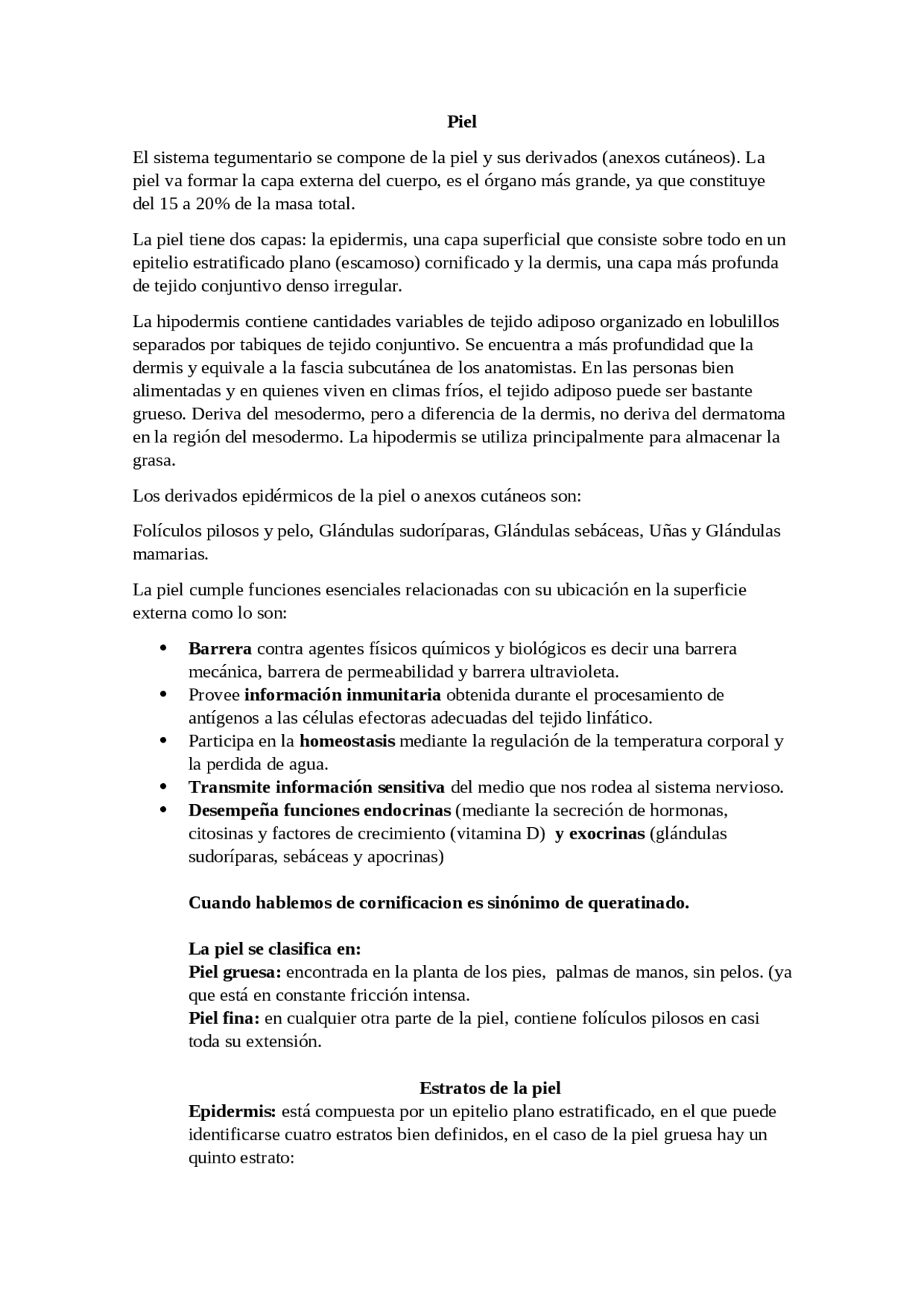 Sistema Tegumentario Resumen Histologia Docsity