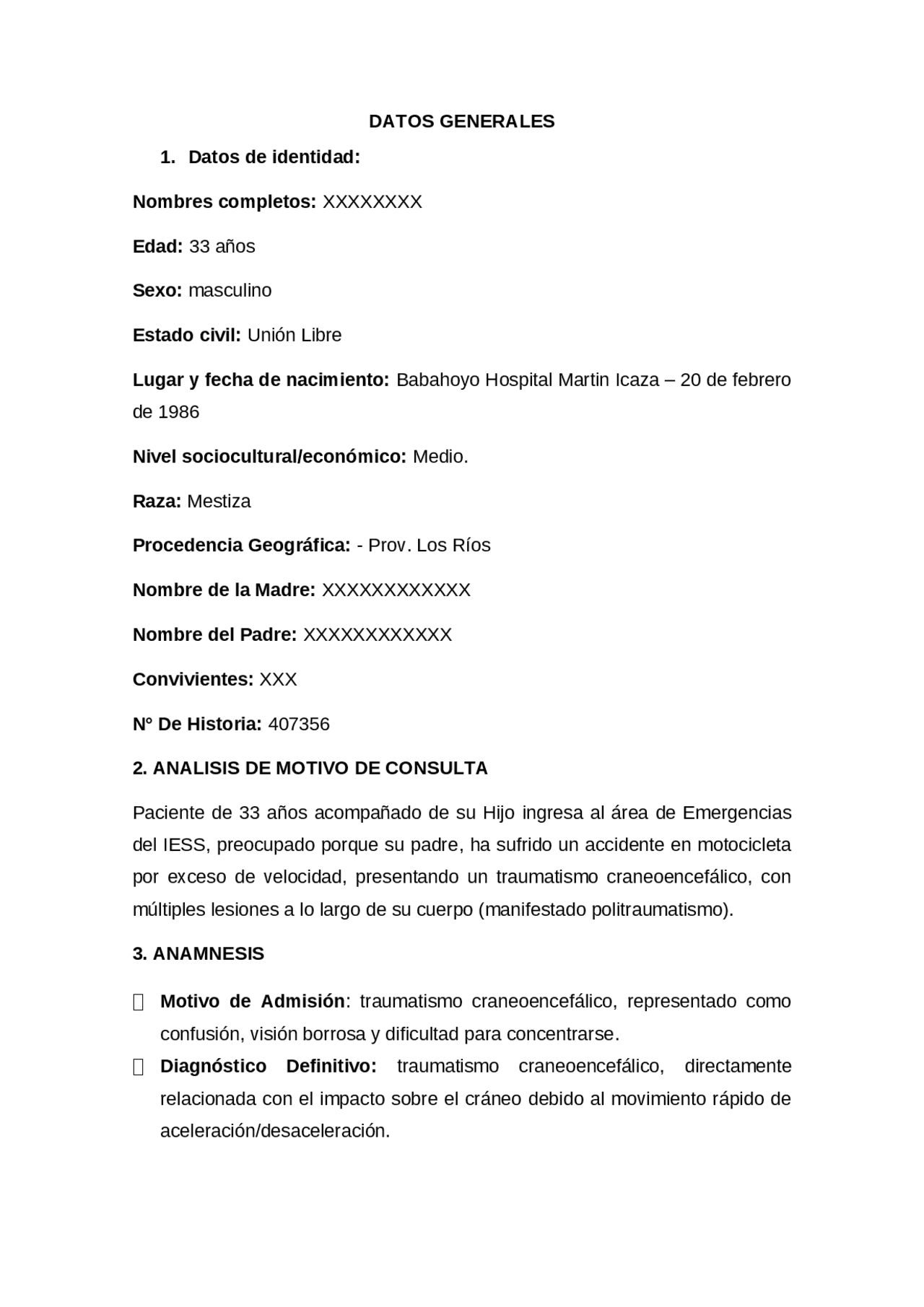Datos del paciente, para un mejor cuiado de las personas de un hospital ...