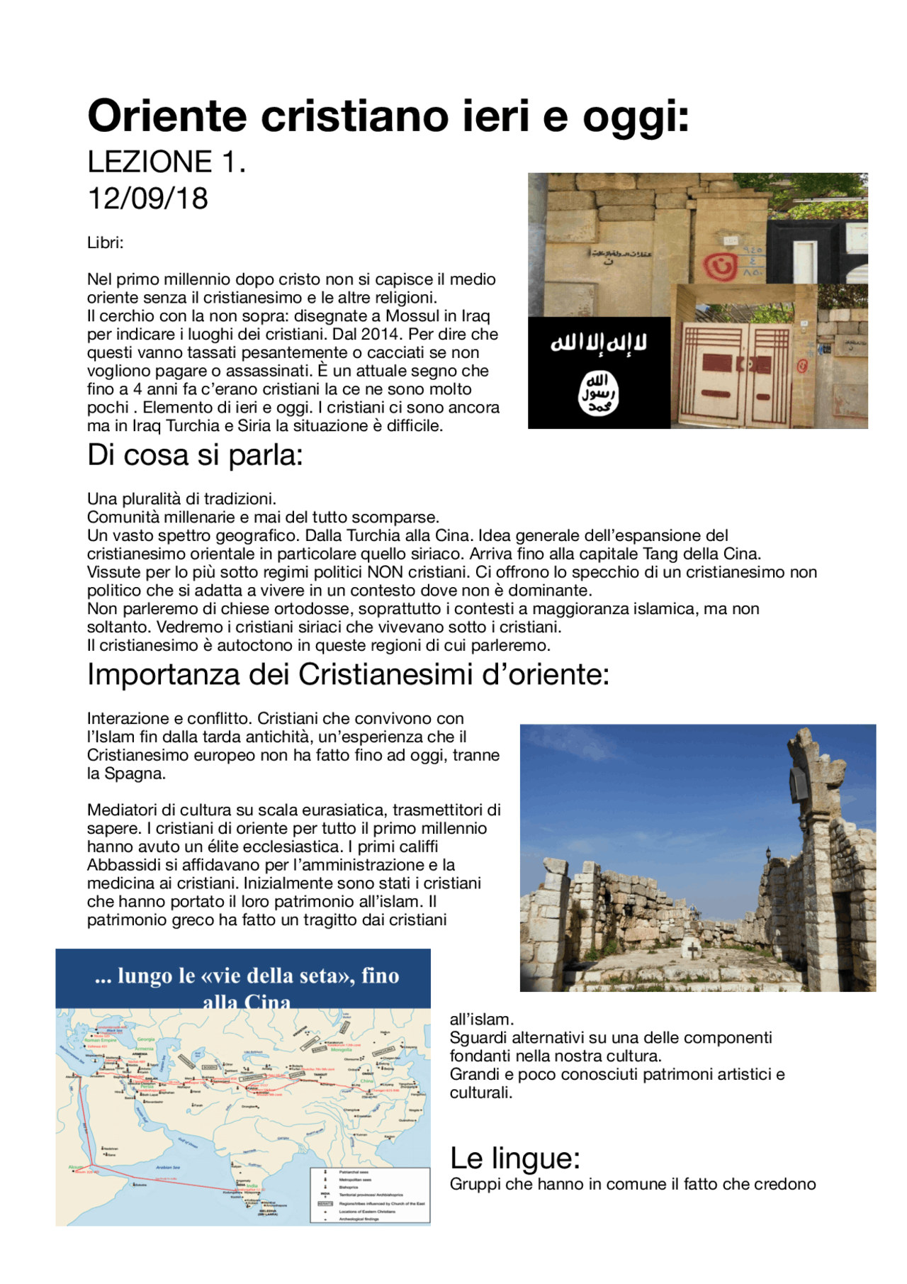 Appunti Lezione Oriente Cristiano Ieri E Oggi Docsity