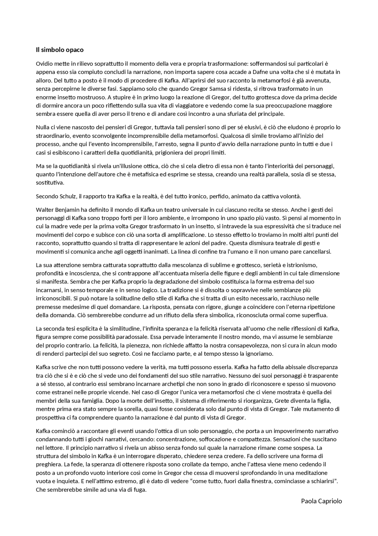 La Metamorfosi Libro Di Franz Kafka Docsity