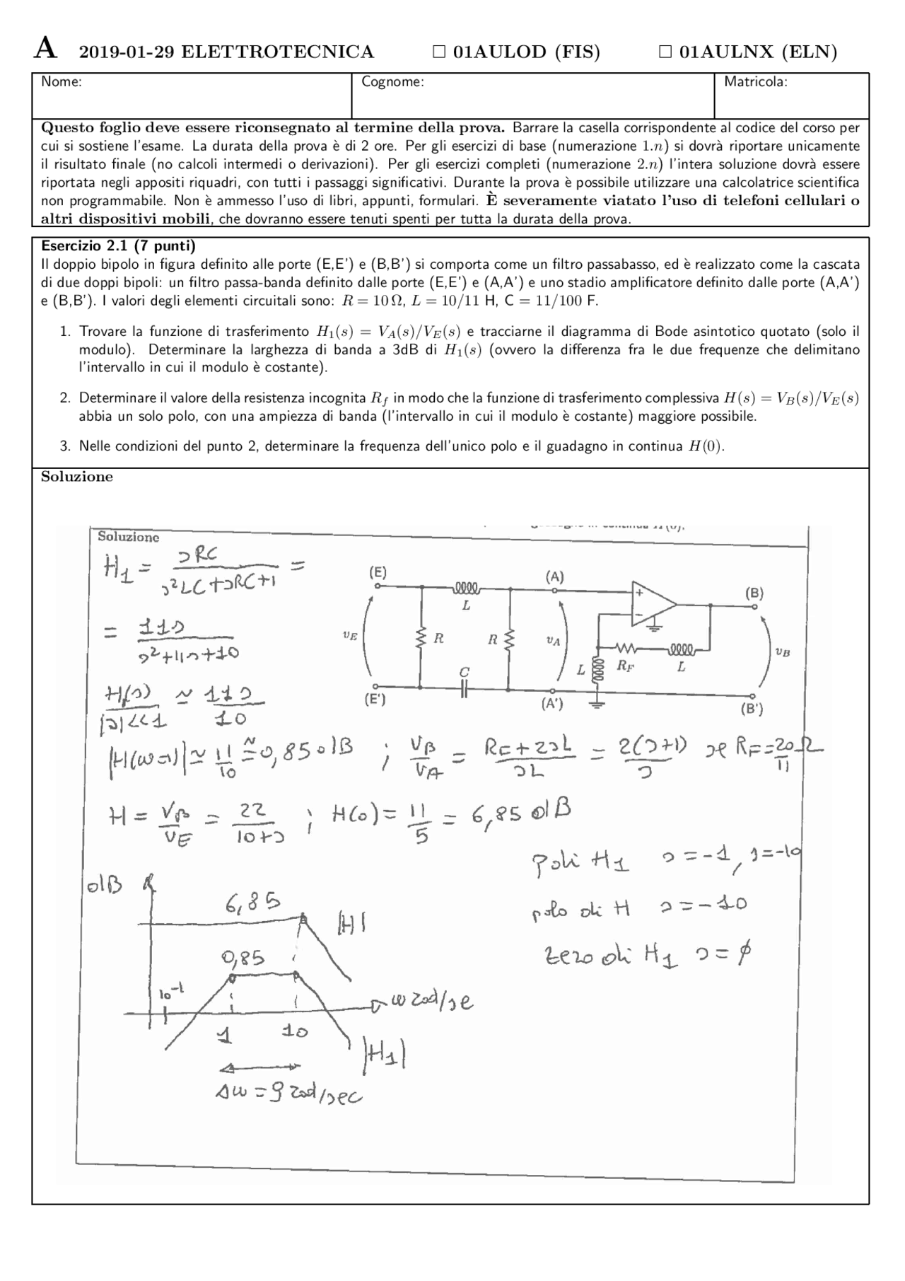 Tema Desame Elettrotecnica Docsity