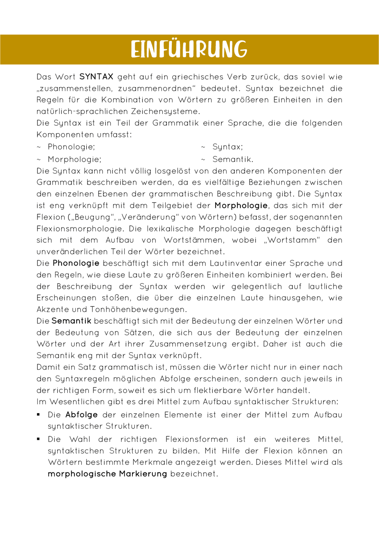 Deutsche Syntax Riassunto Docsity