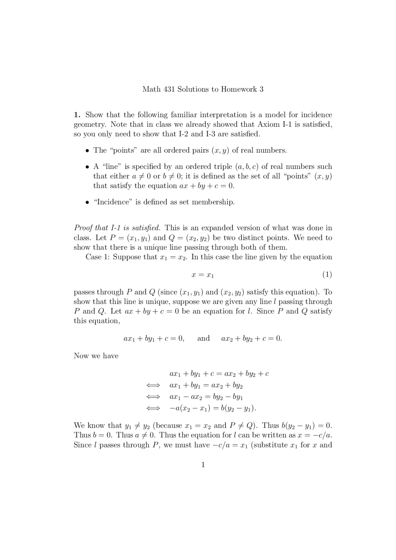A Model For Incidence Geometry Docsity