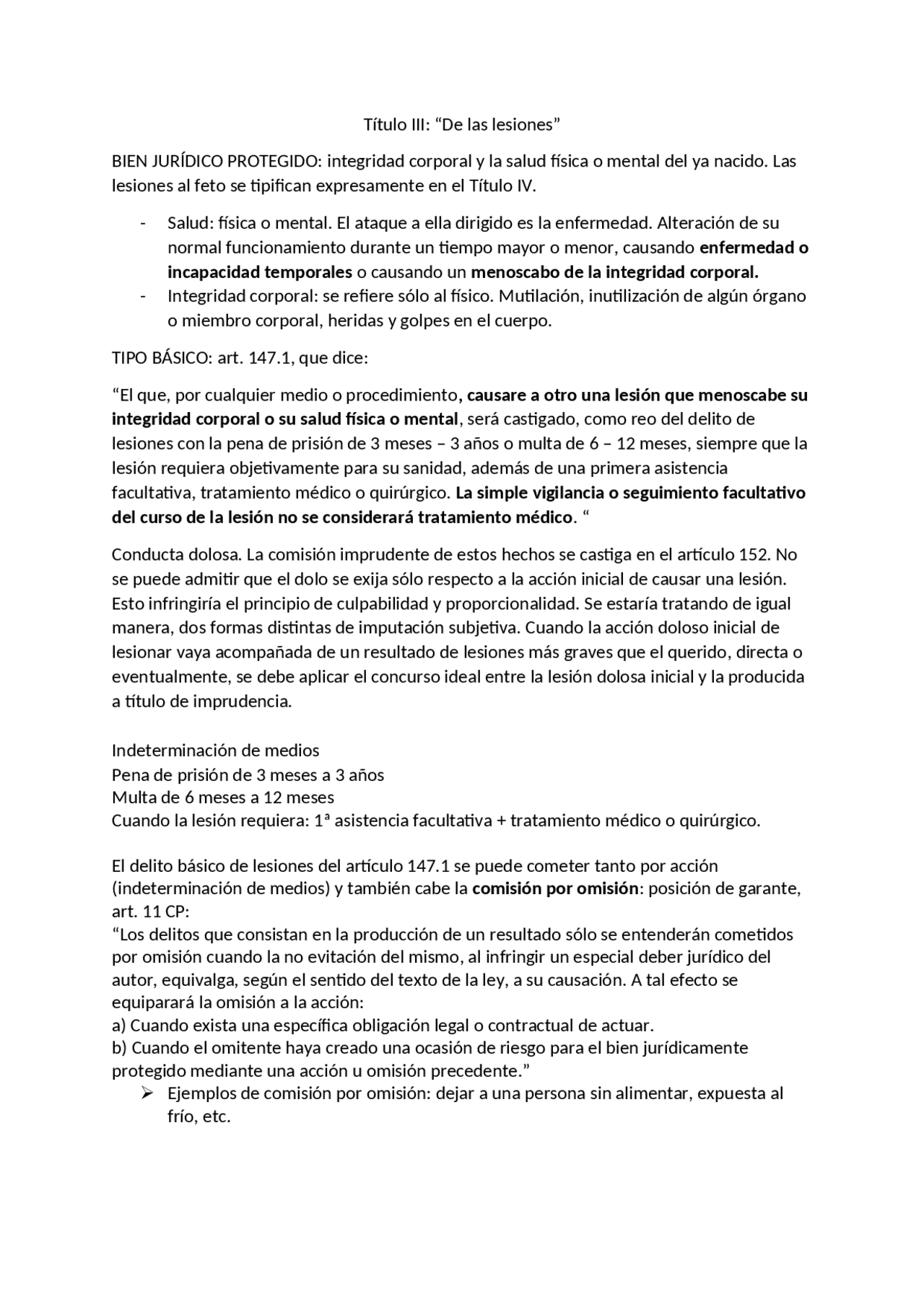 Apuntes De Derecho Penal Sobre El Tema De Lesiones Docsity