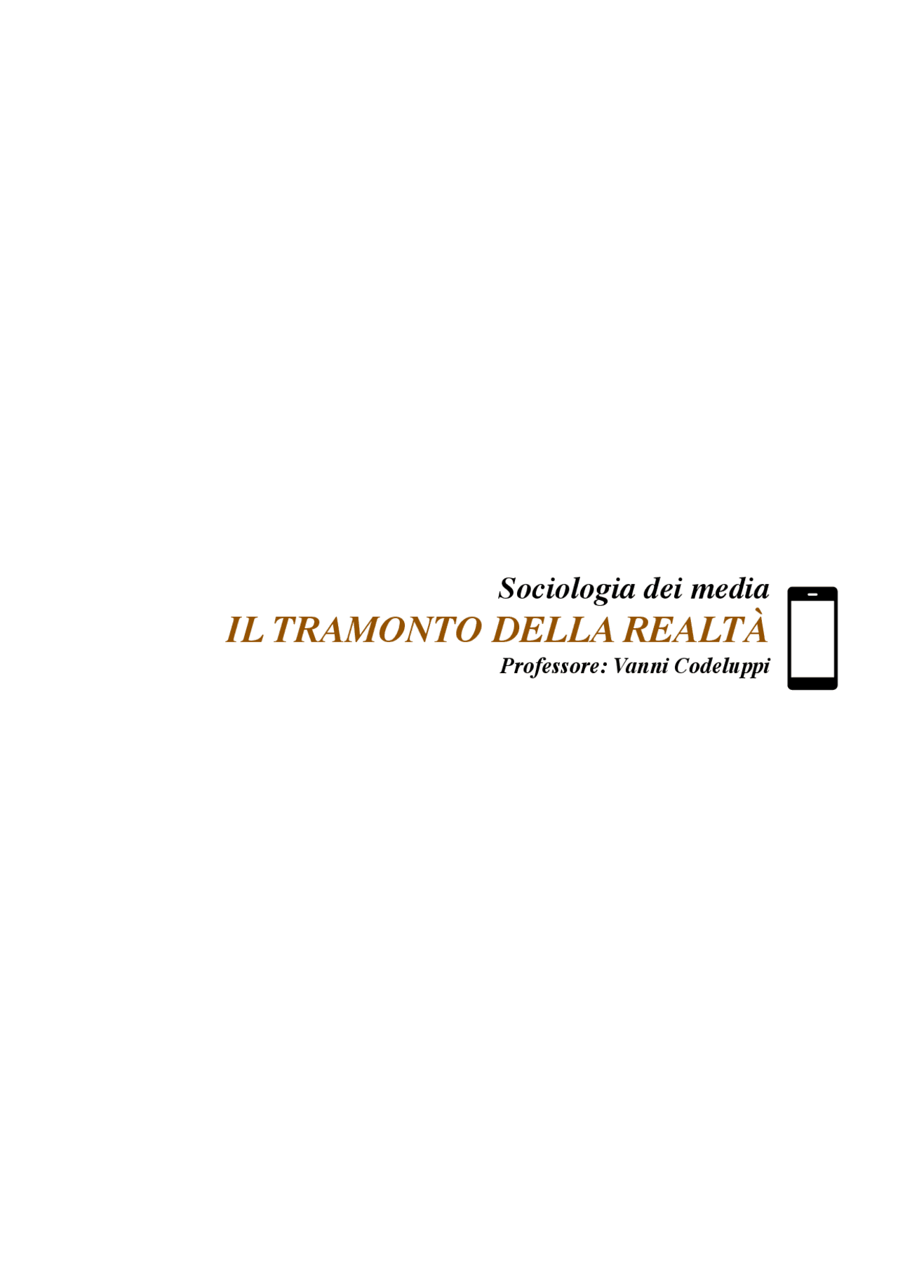 Il Tramonto Della Realtà Vanni Codeluppi Docsity