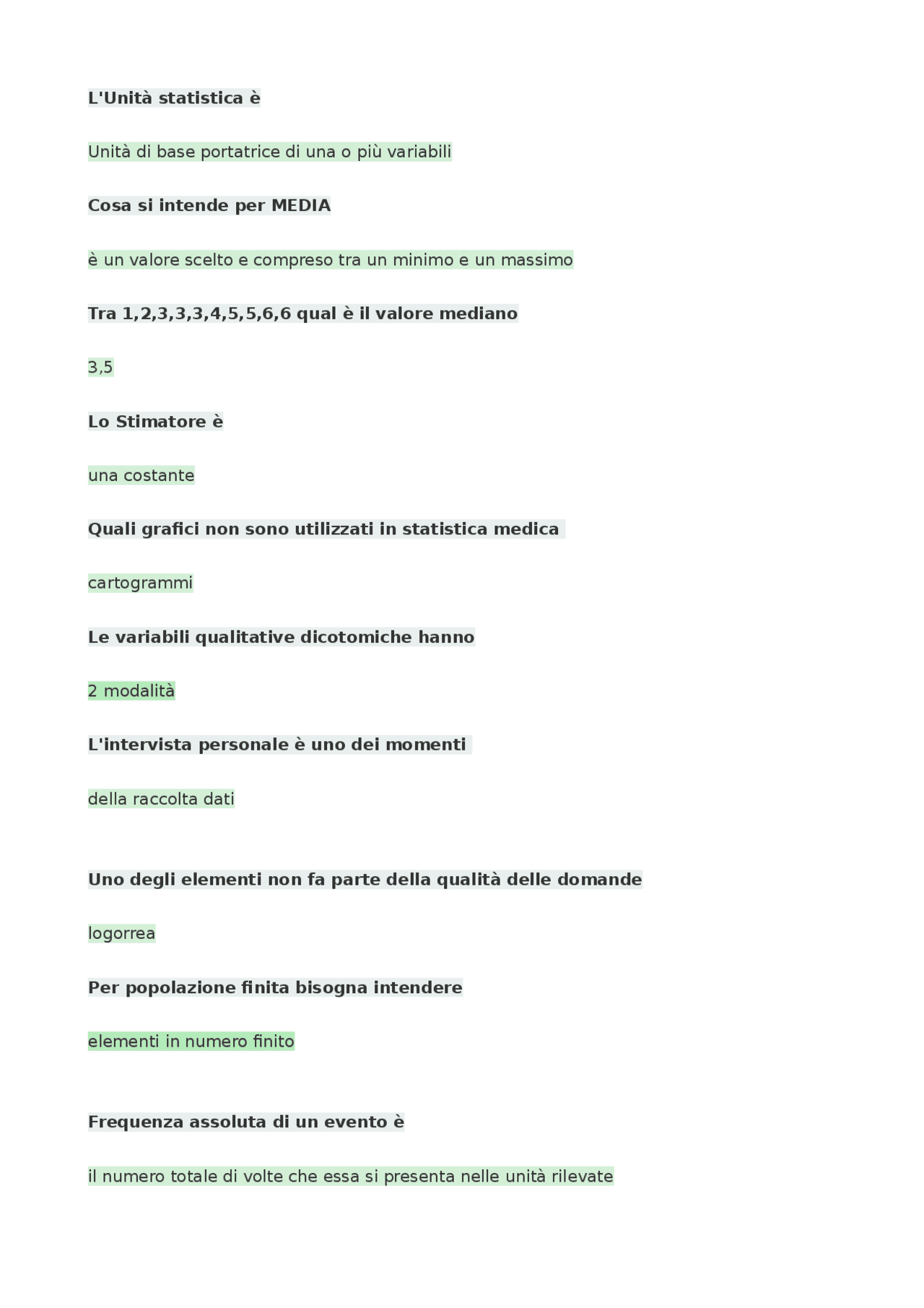 Statistica Medica Pegaso Lm47 Prove Desame Di Statistica Medica