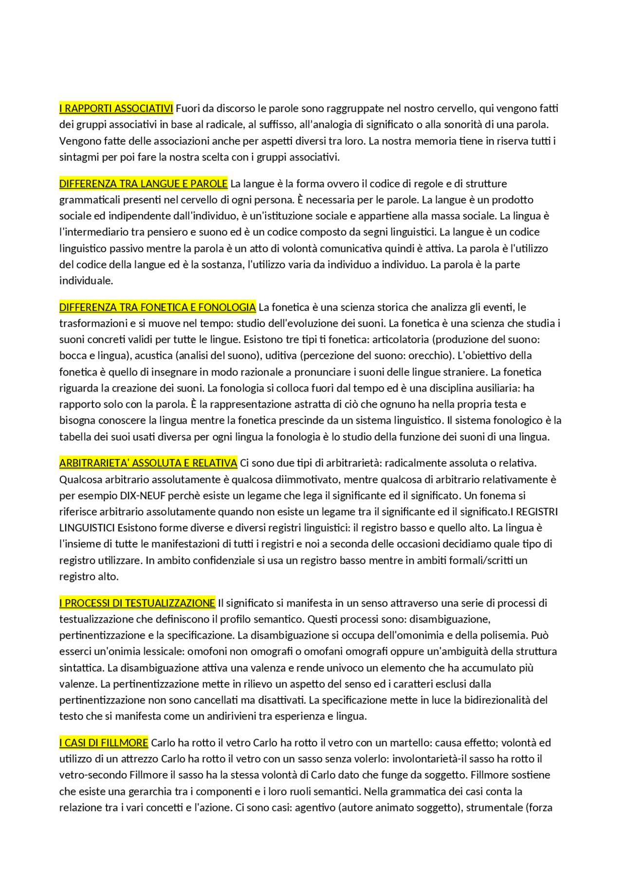 Linguistica Domande Generali Docsity