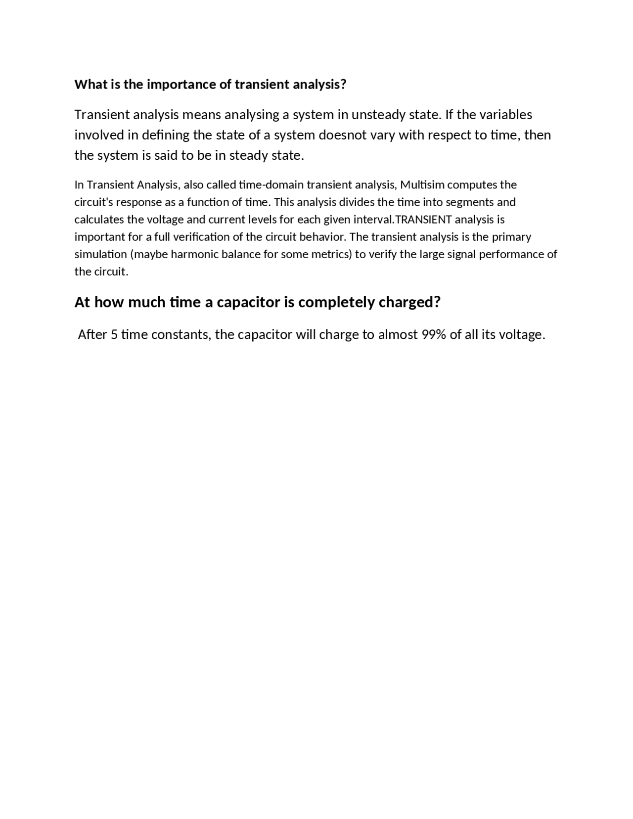 Capacitor Charging And Transient Analysis Docsity