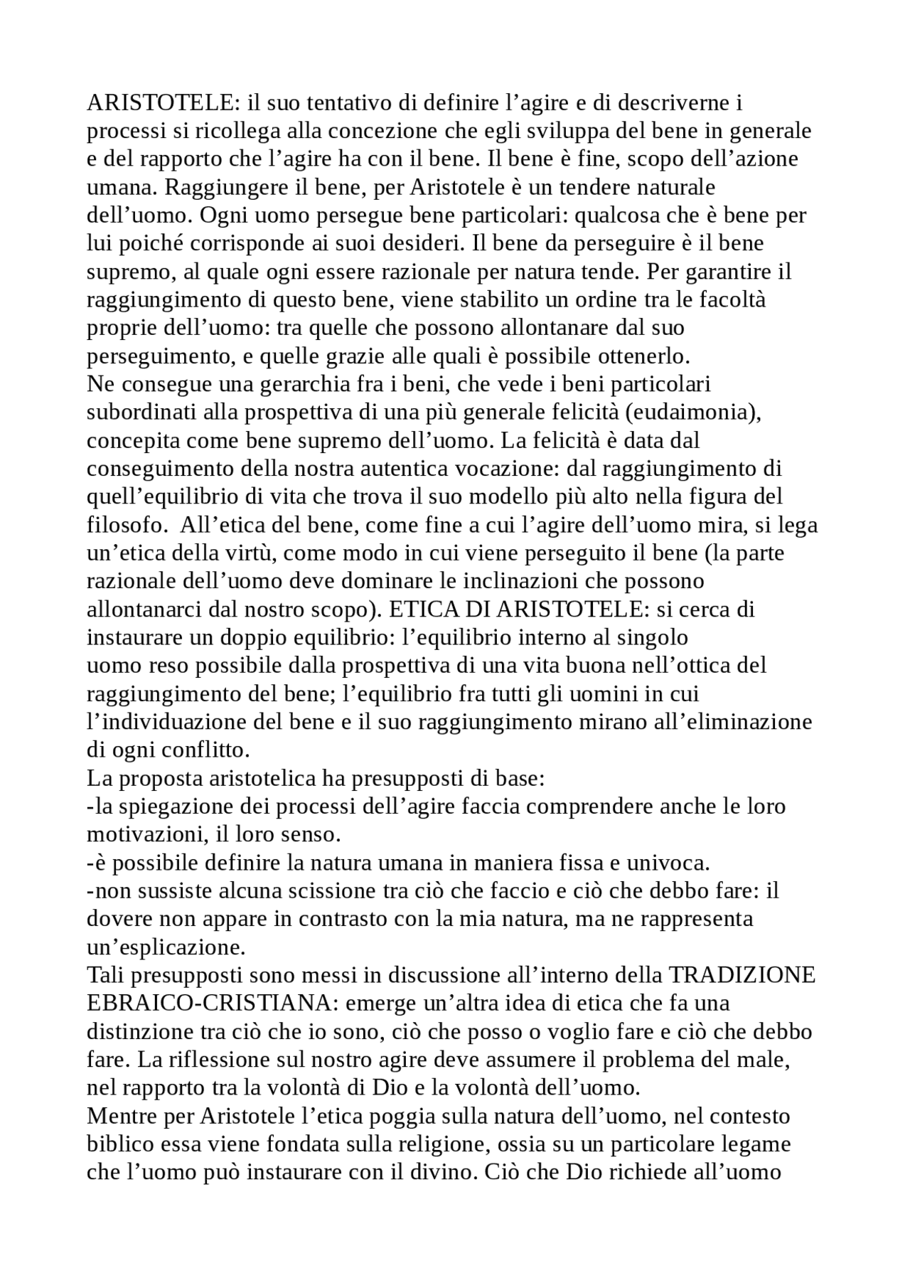 Aristotele Riassunto Docsity
