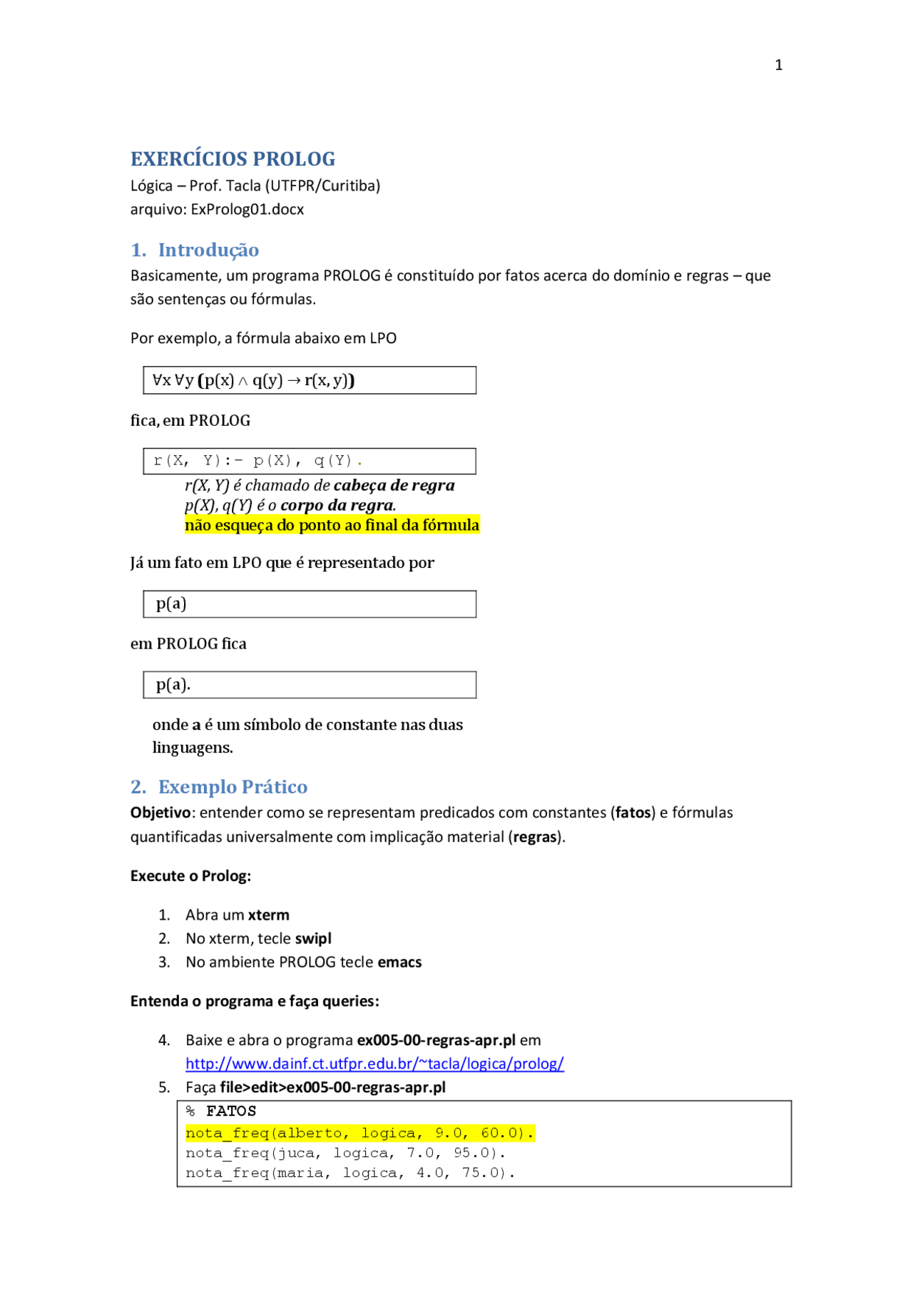 Exercicios Resolvidos Em Prolog Docsity