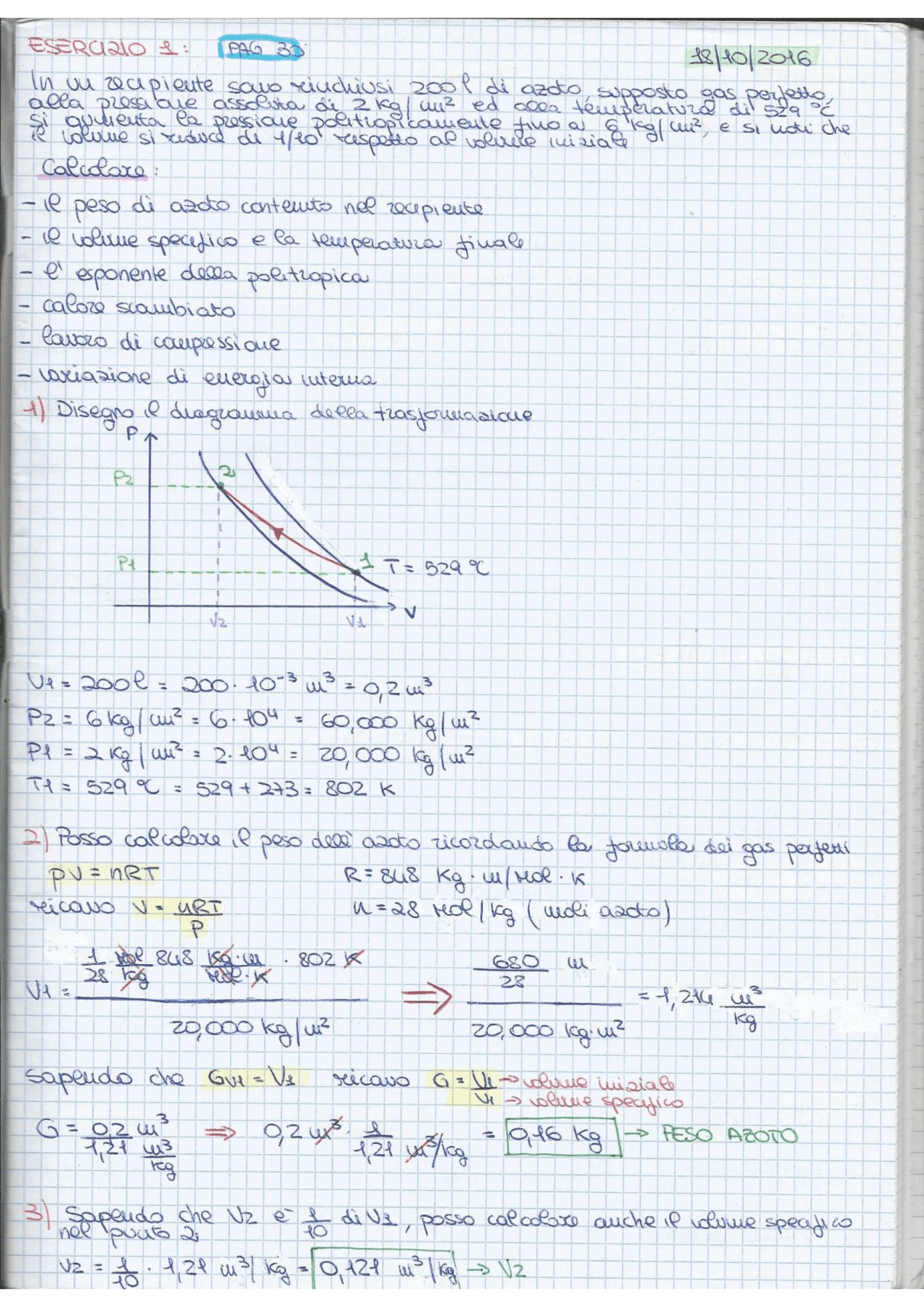 Esercizi di Fisica Tecnica | Ejercicios de Fisica Tecnica | Docsity